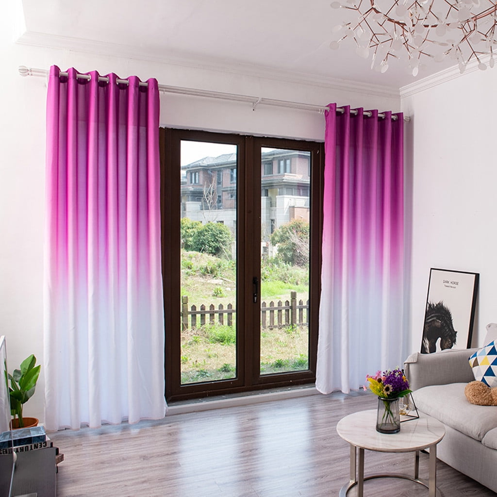 Hgallory Gradient Color Tulle Voile Curtains for Bedroom Balcony, Semi ...
