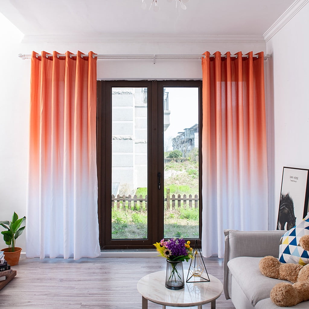 Hgallory Gradient Color Tulle Voile Curtains for Bedroom Balcony, Semi ...