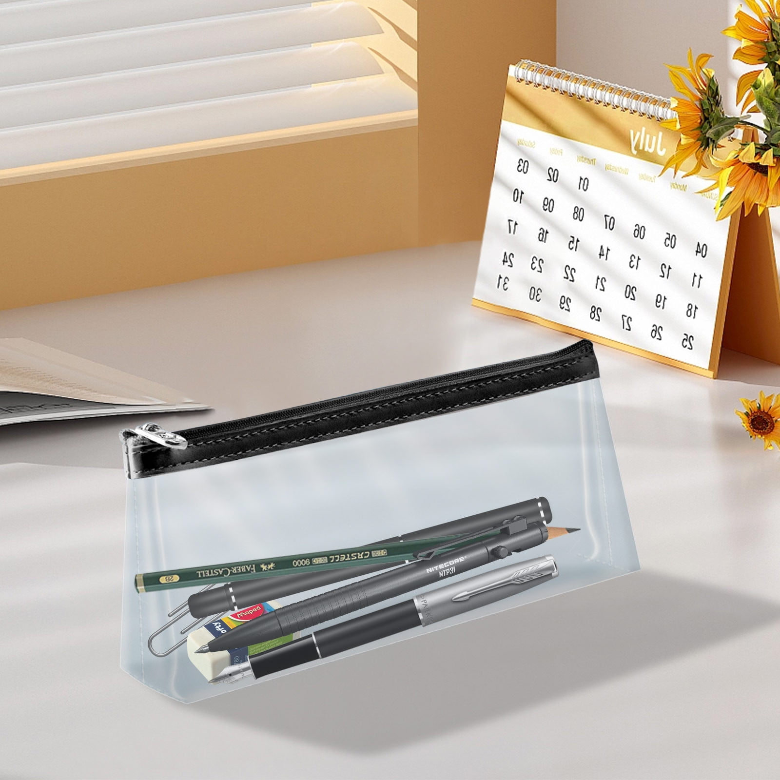 PureCasa Large Capacity Transprrent PVC Pencil Cases for Office ...