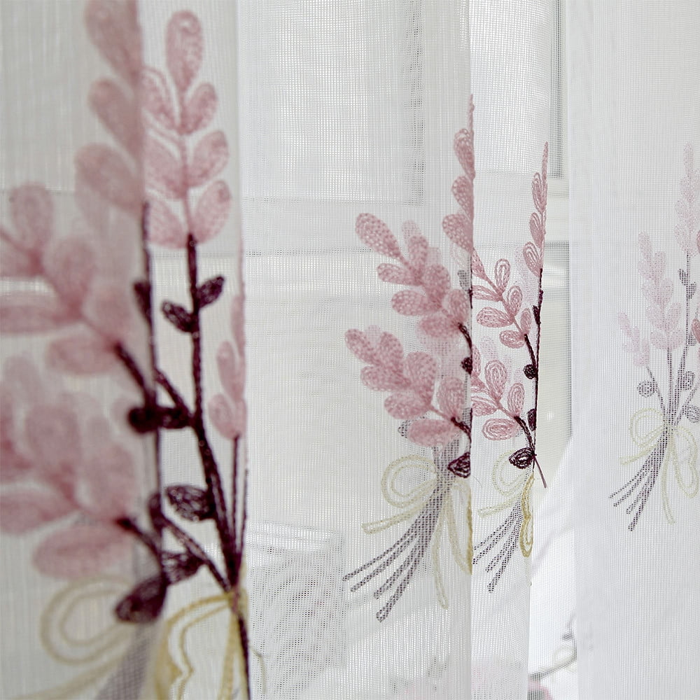 Hgallory Leaves Floral Sheer Curtain for Bedroom Balcony Living Room ...