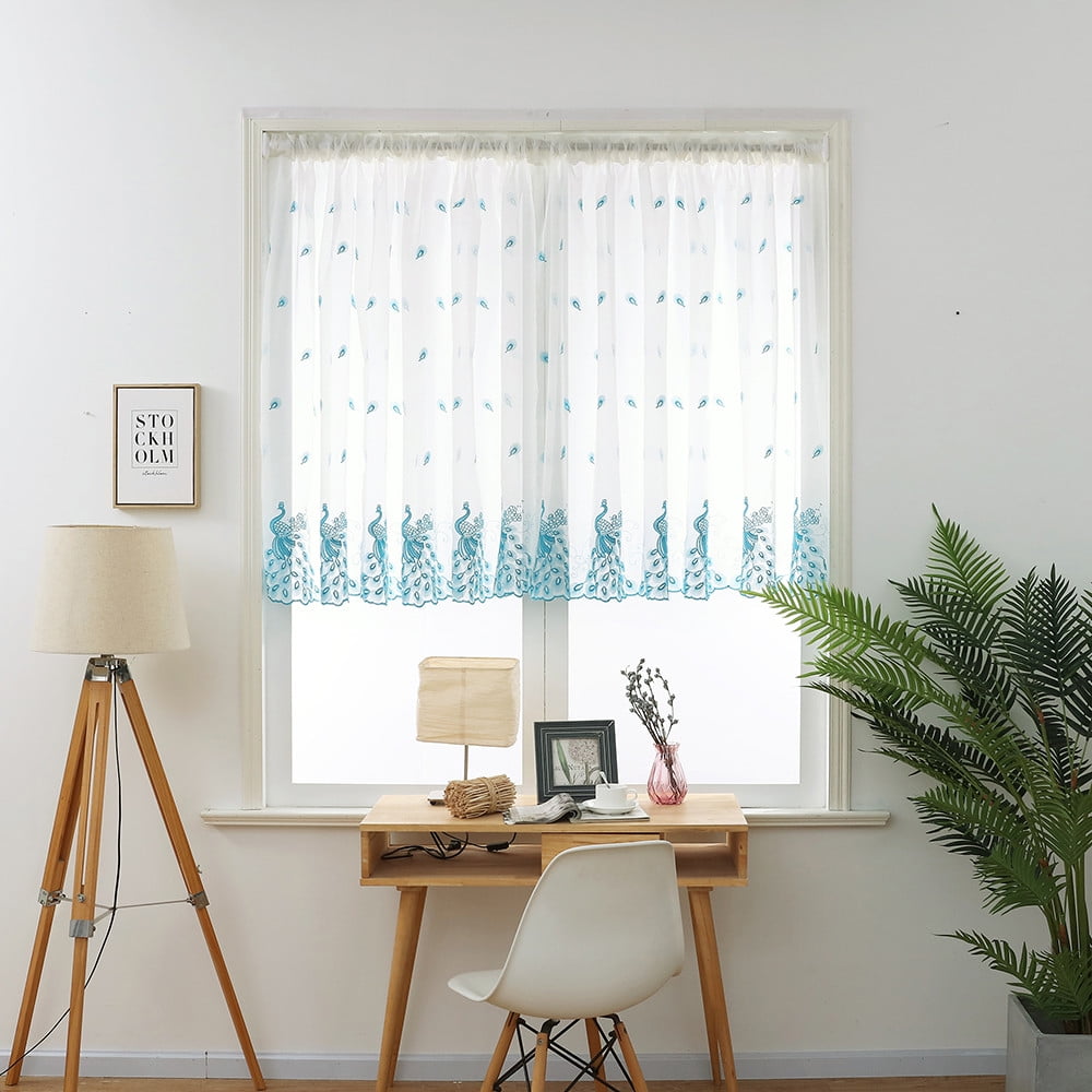PureCasa Peacocks Pattern Semi Sheer Window Curtain, Window Treatment ...