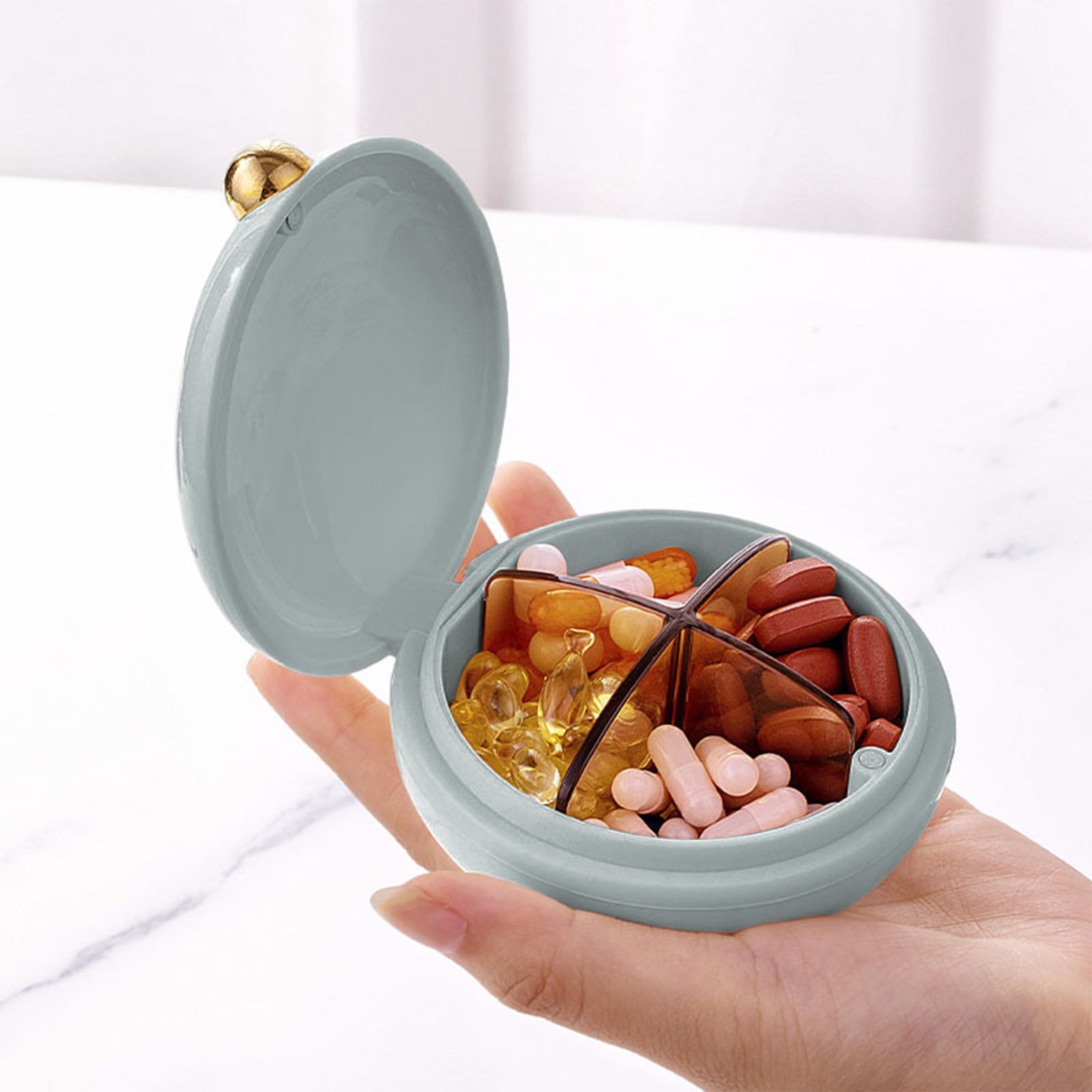 Hgallory Portable Sealed Pill Organizer 4 Comps, Plastic Medicine ...