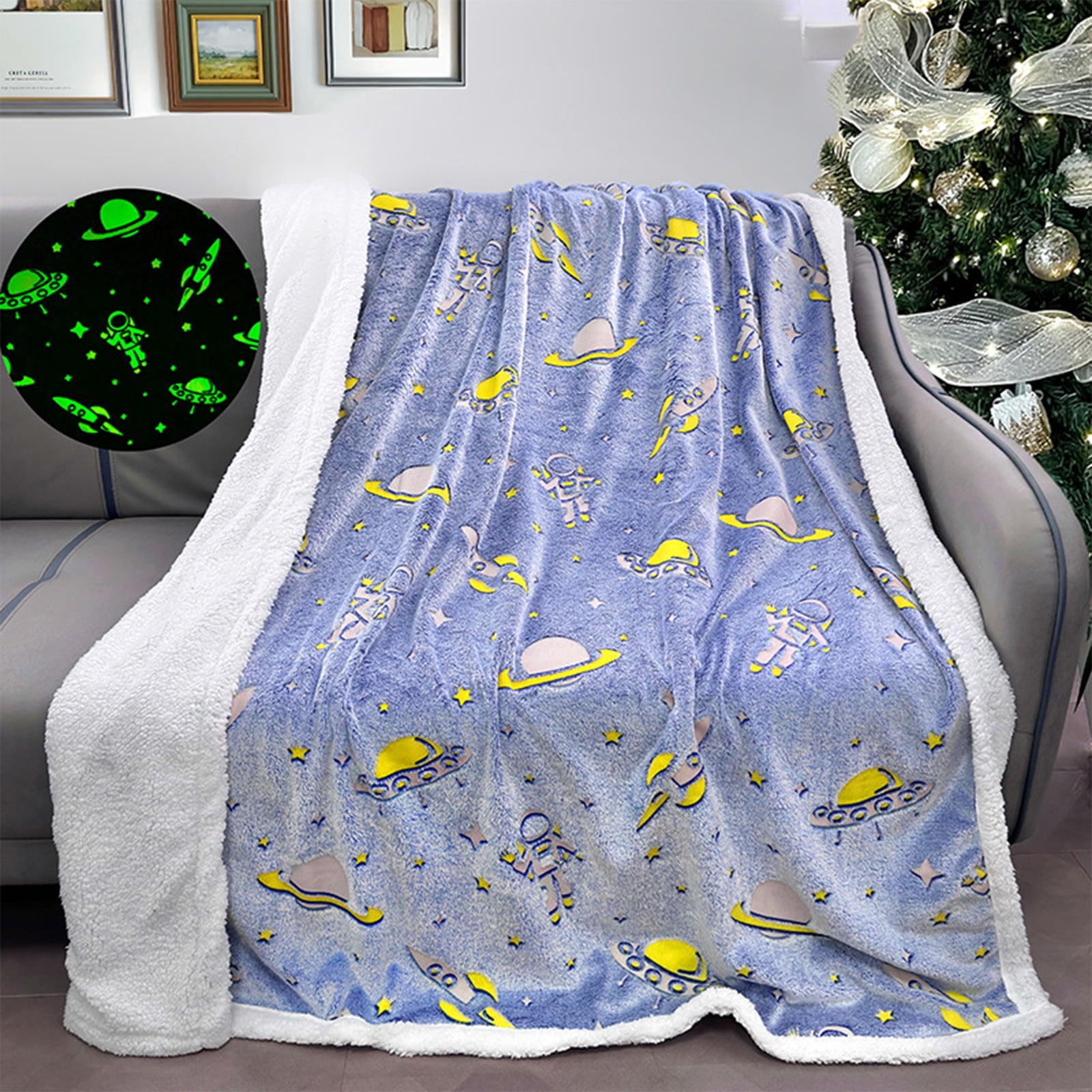 PureCasa Reversible Glow in The Dark Blankets, Gifts for Girls Boys ...