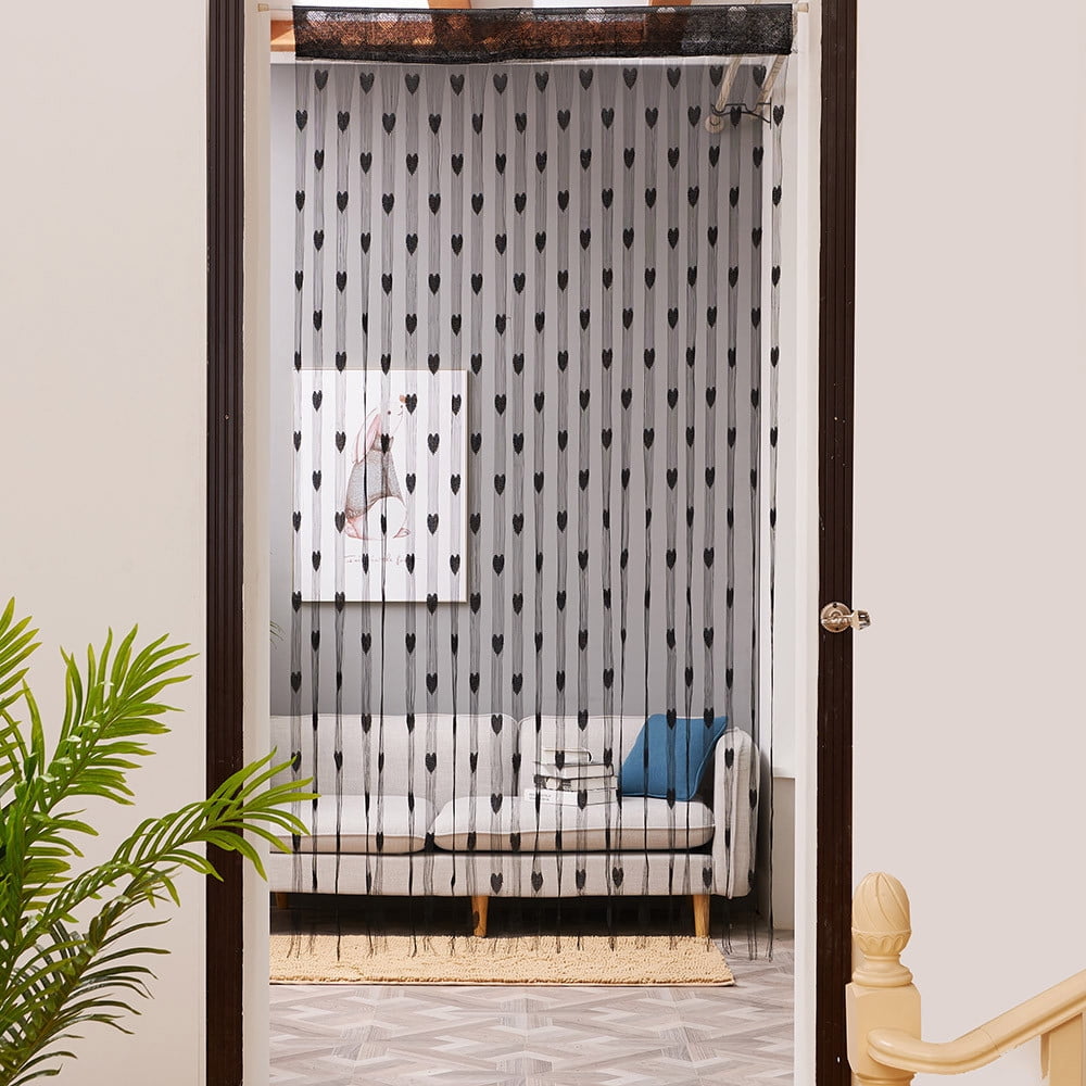 PureCasa Romantic Heart Curtain Lace String Curtains for Bedroom Window ...