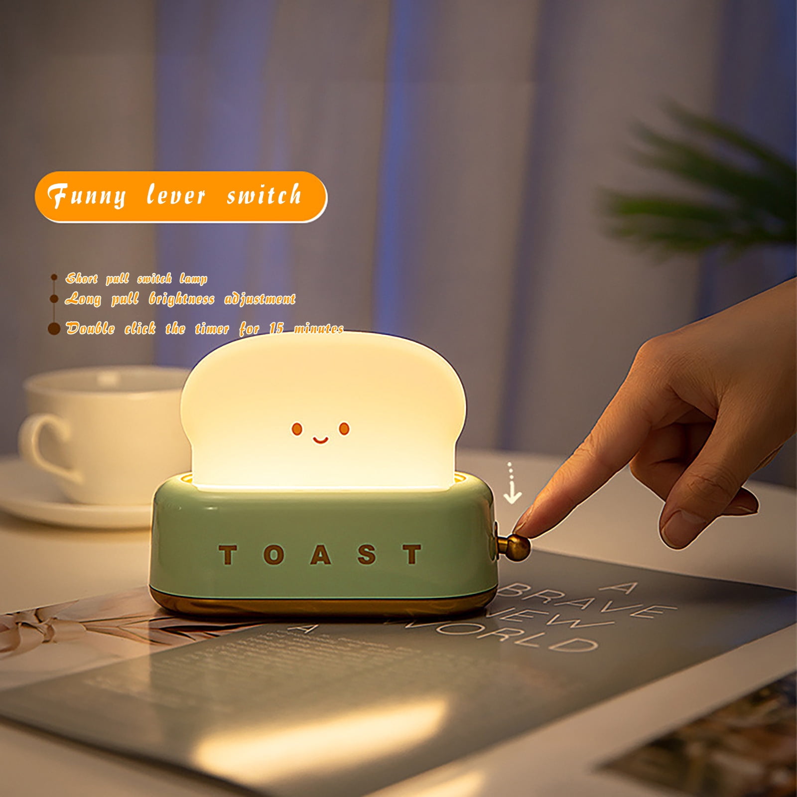 PureCasa Toaster Bread Shape Night Light for Bedroom Kid Room, Battery ...