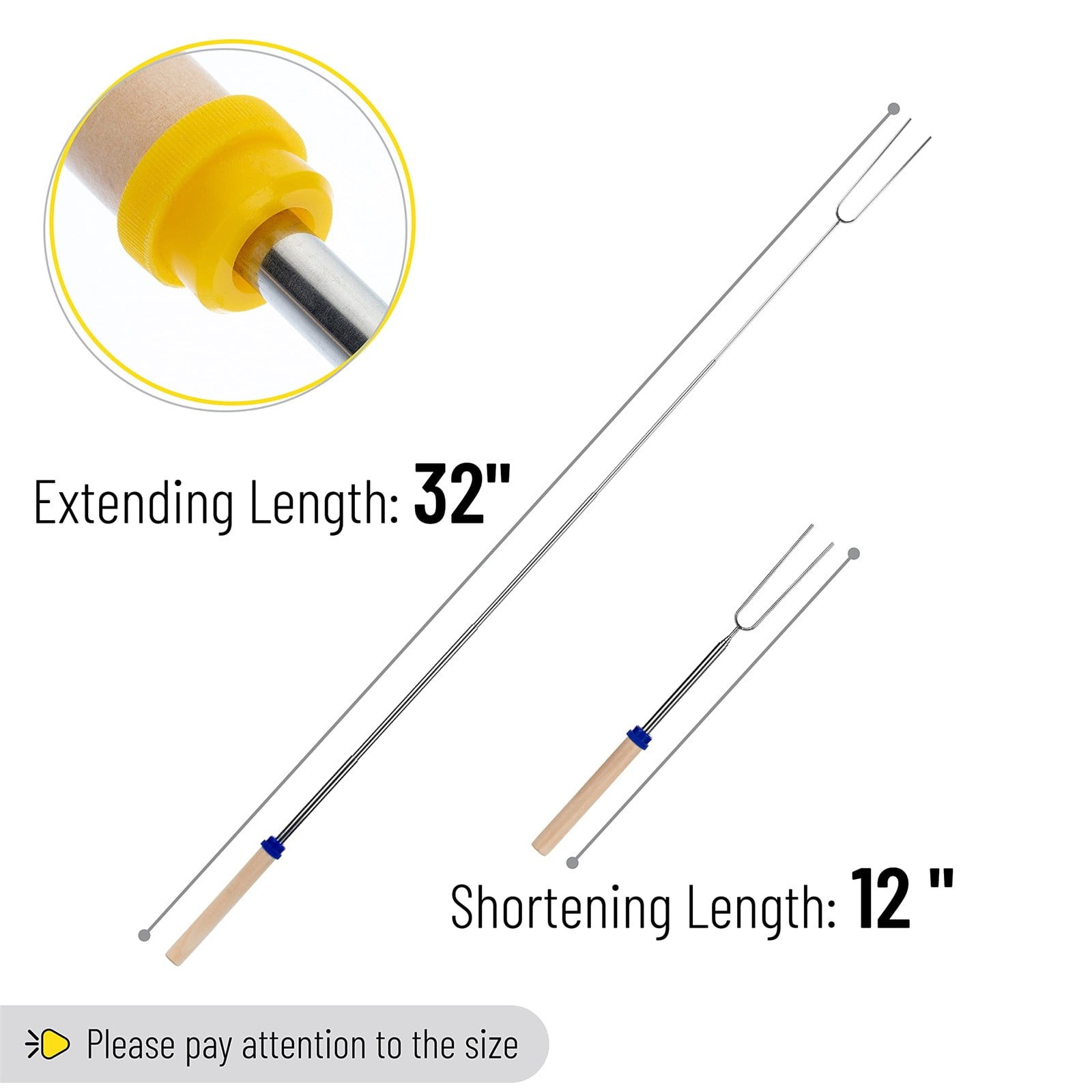 Hgehaz Barbecue forks Barbecue fork 2 Pack Roasting Sticks Set ...