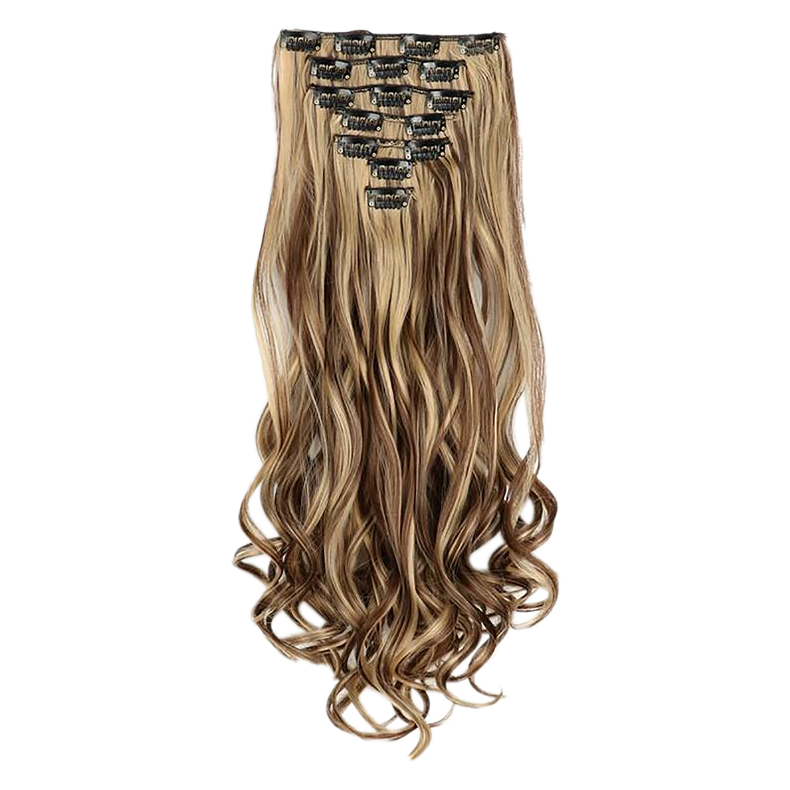 Hgesaa 7-piece Set Matte Clip Wig Curly Hair Big Wave Wig Piece ...