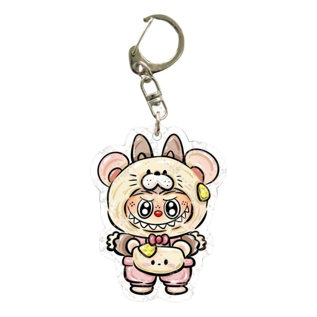 Hgesaa Cute Keychain POPMART LABUBU Keychain Cute Macaron Plush Plush ...