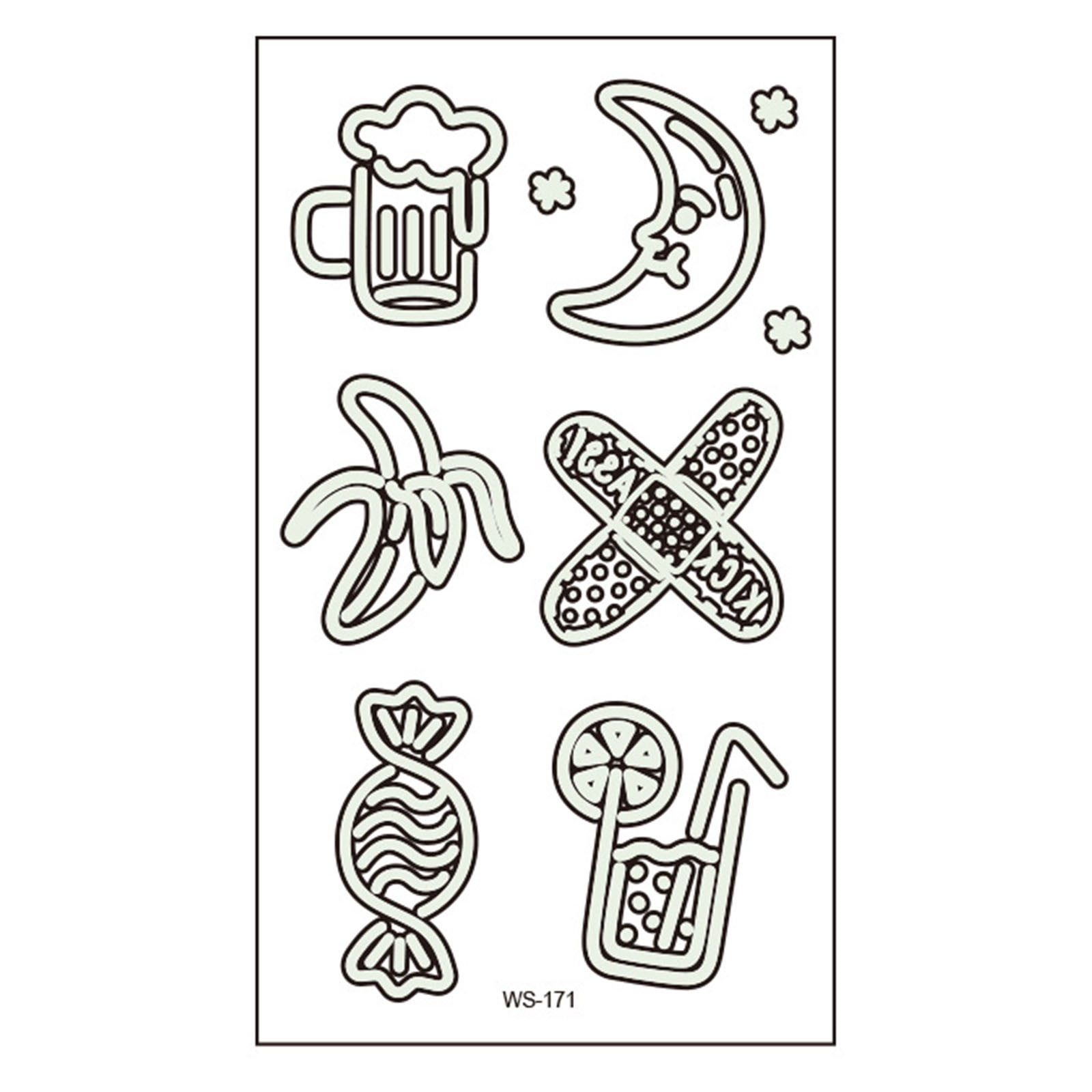 Hgesaa Glow In The Dark Tattoo Stickers Nightclub Bar Music Festival ...