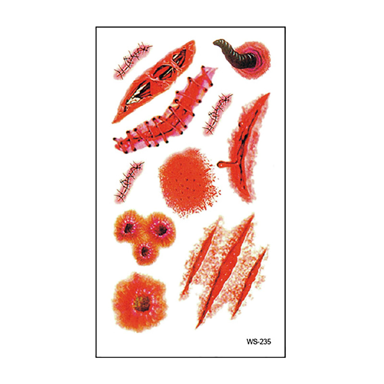 Hgesaa Halloween Horror Wounds Face Disposable Temporary Tattoo ...