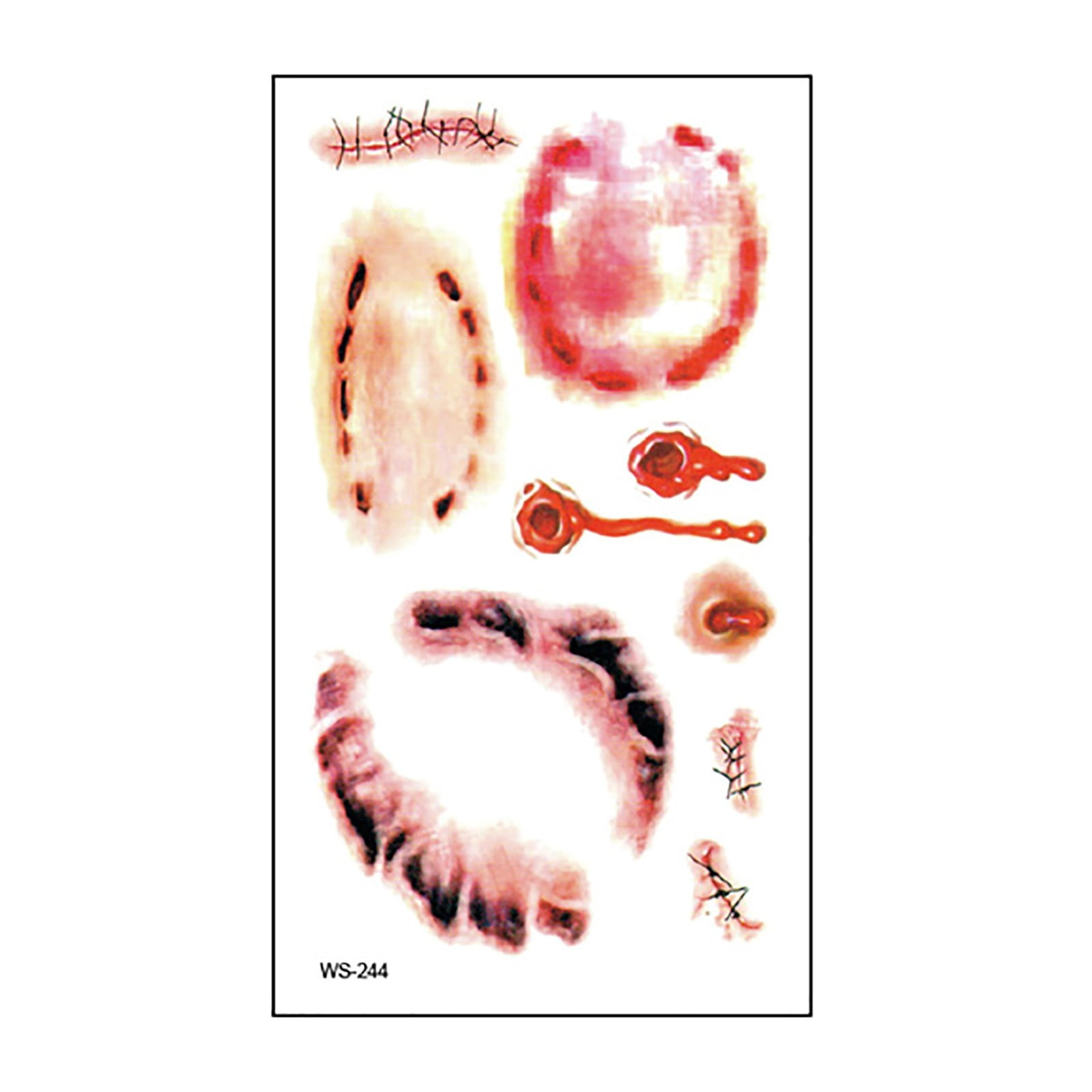Hgesaa Halloween Horror Wounds Face Disposable Temporary Tattoo ...