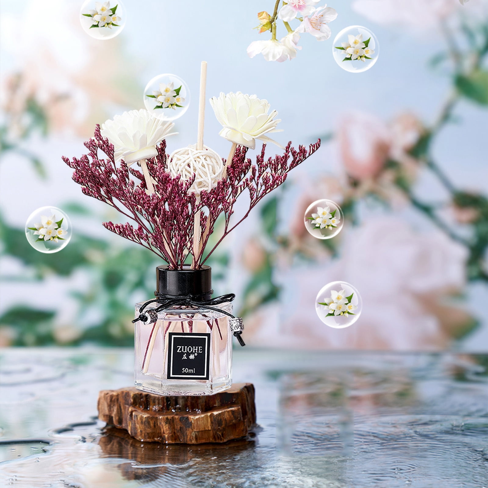 Hgferr Clearance,Flower Diffuser For Home Decor - 50ml Glass Oil Diffuser Long Lasting Bathroom ...