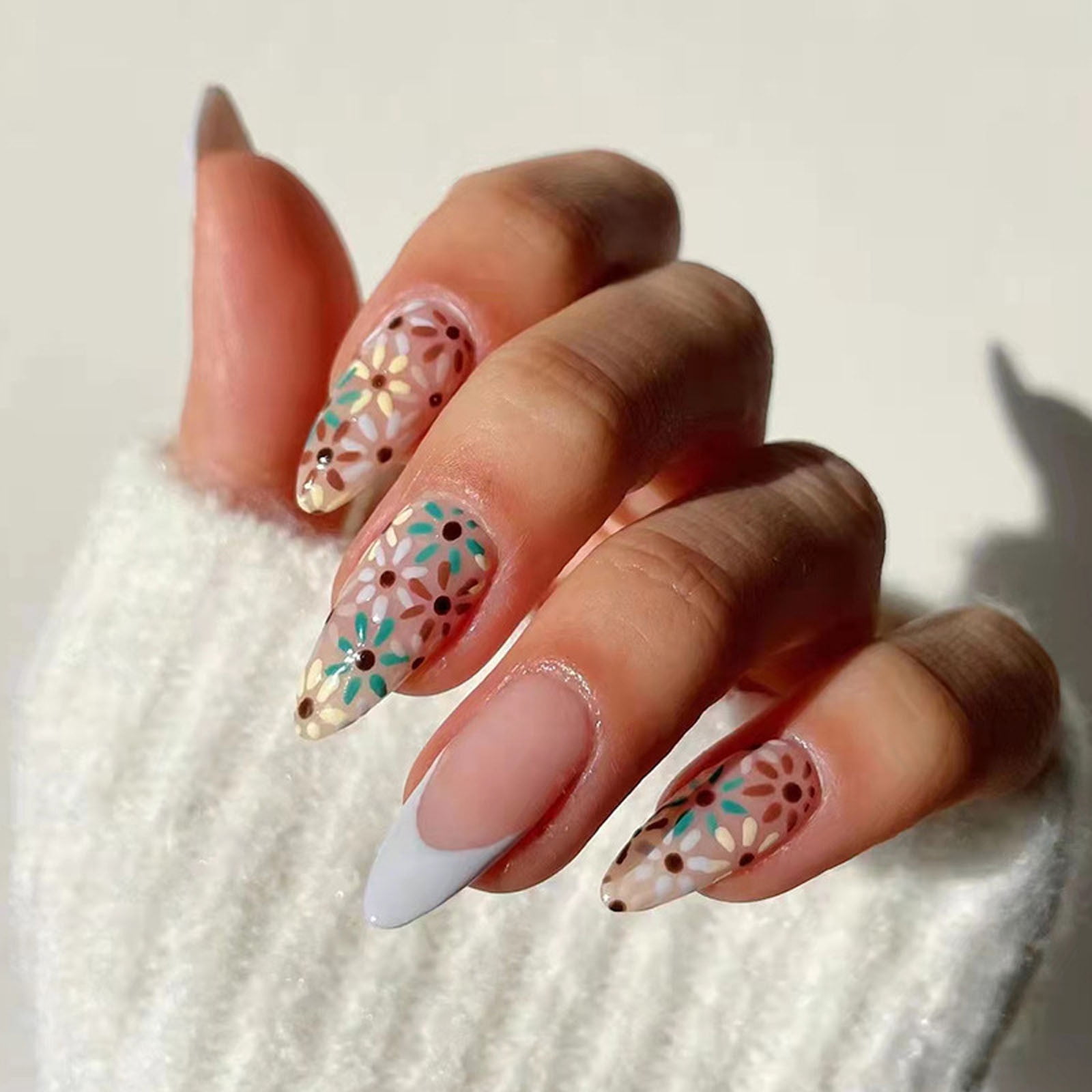 Hgferr Hot Acrylic Fake Nails Removable Nail Pcs Daily Wear Artificial ...
