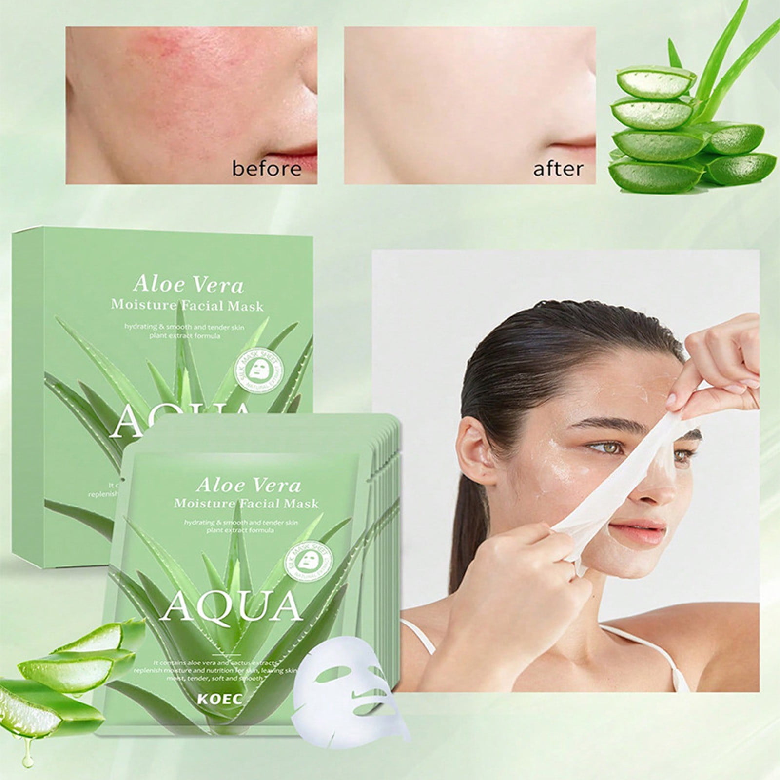 Hgferr Skin Care,Aloe Mask Paste 10 Pieces, Plant And Fruit ...