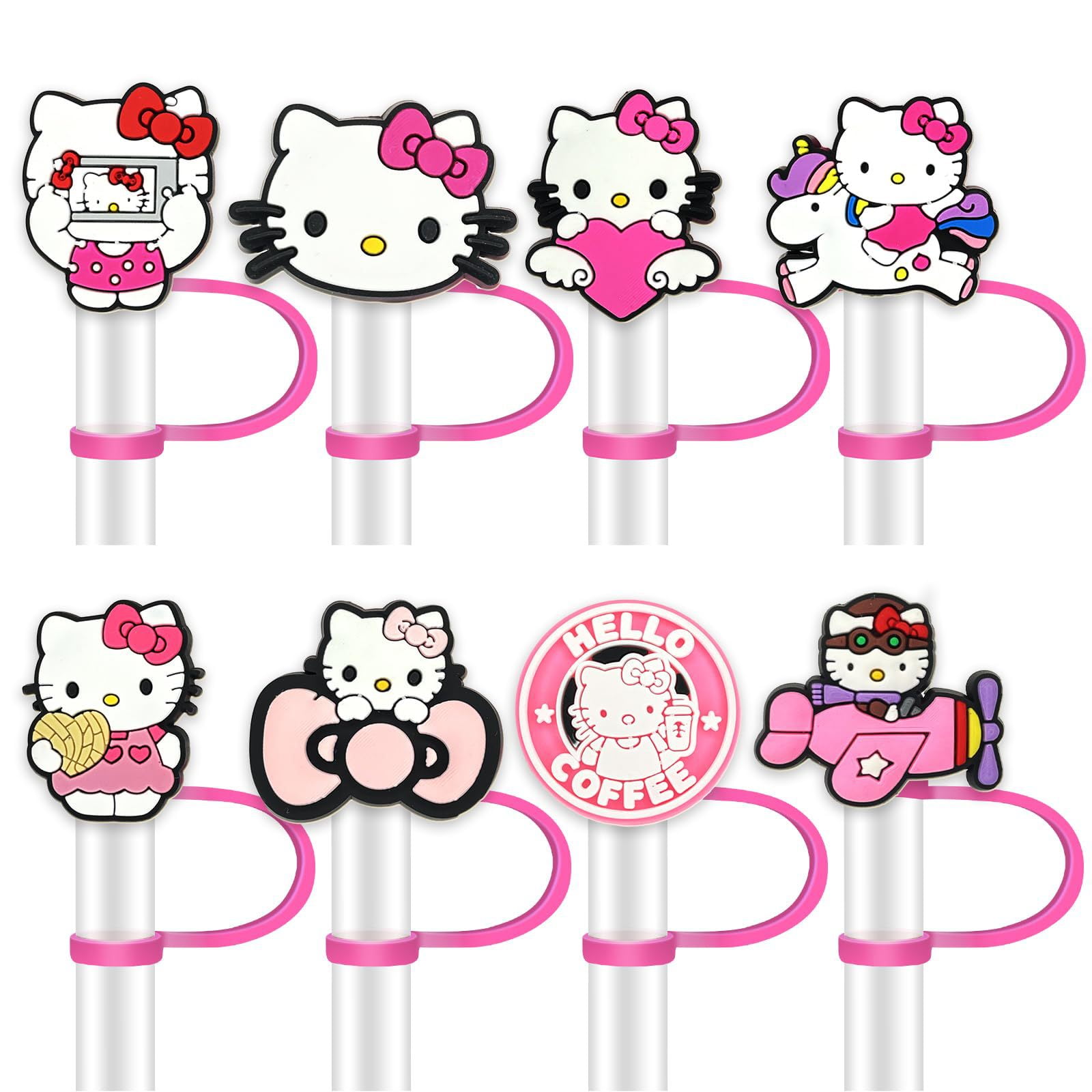 Customer reviews for Hggkaie 8Pcs Hello_Kitty Straw Cover Cap for ...