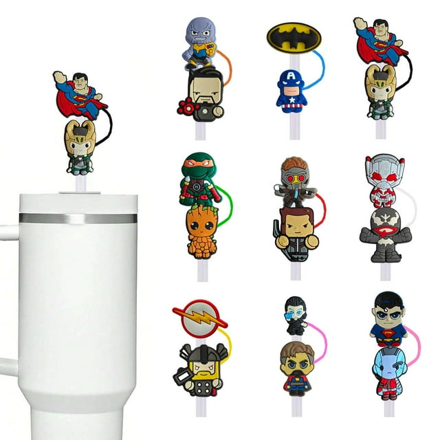 Hggkaie 9Pcs Marvel_Super Heroes Straw Cover Cap for Stanley Cup 40oz ...