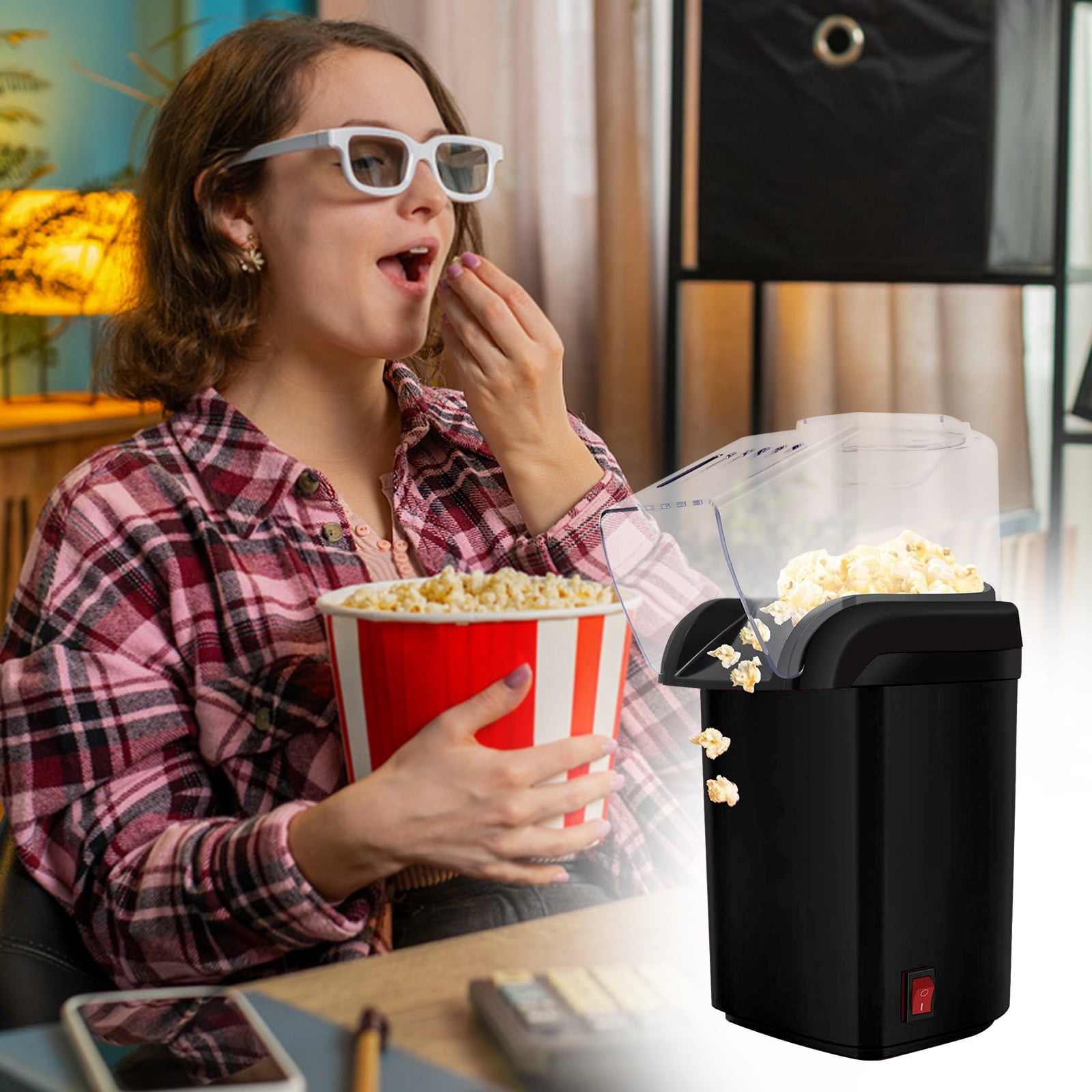 Hgheuy Mini Popcorn Machine For Home Electric Small Hot Air Popcorn No ...