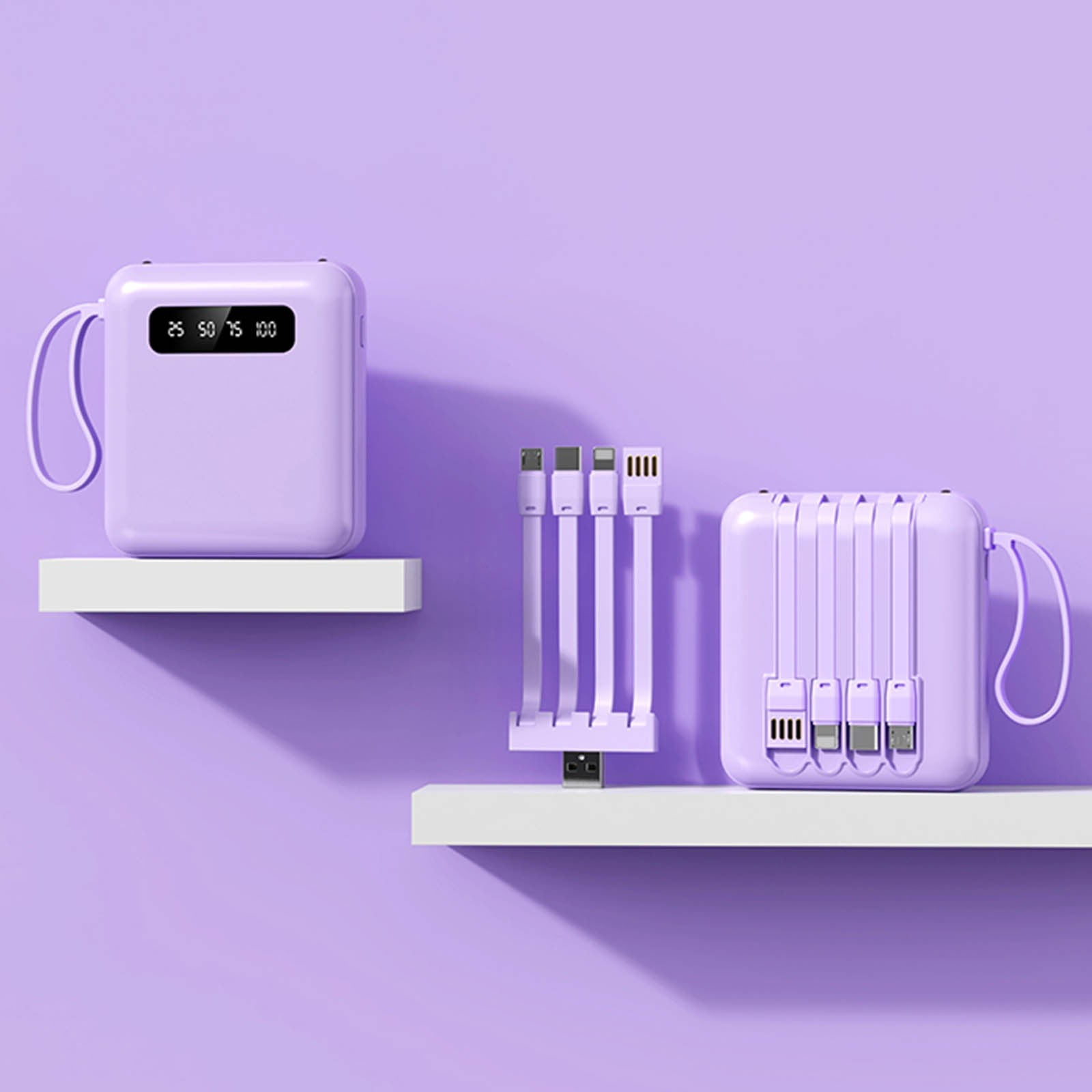 Hglyxoae 10000mAh Small Power Bank,Mini Portable Charger Built in 4 ...