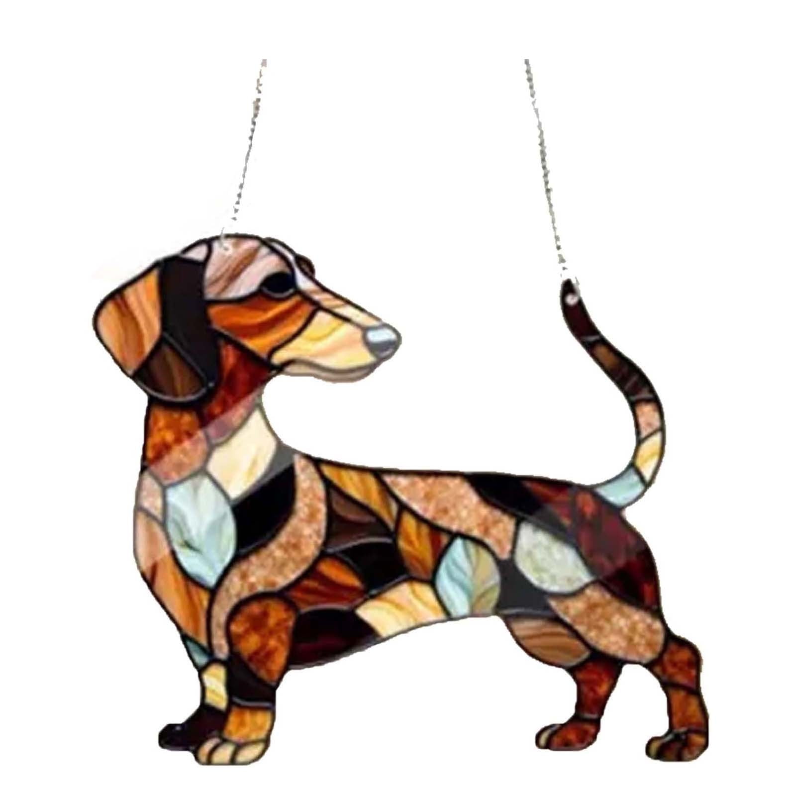 Hglyxoae Dachshund Window Decoration with Chain Acrylic Window Hangers ...