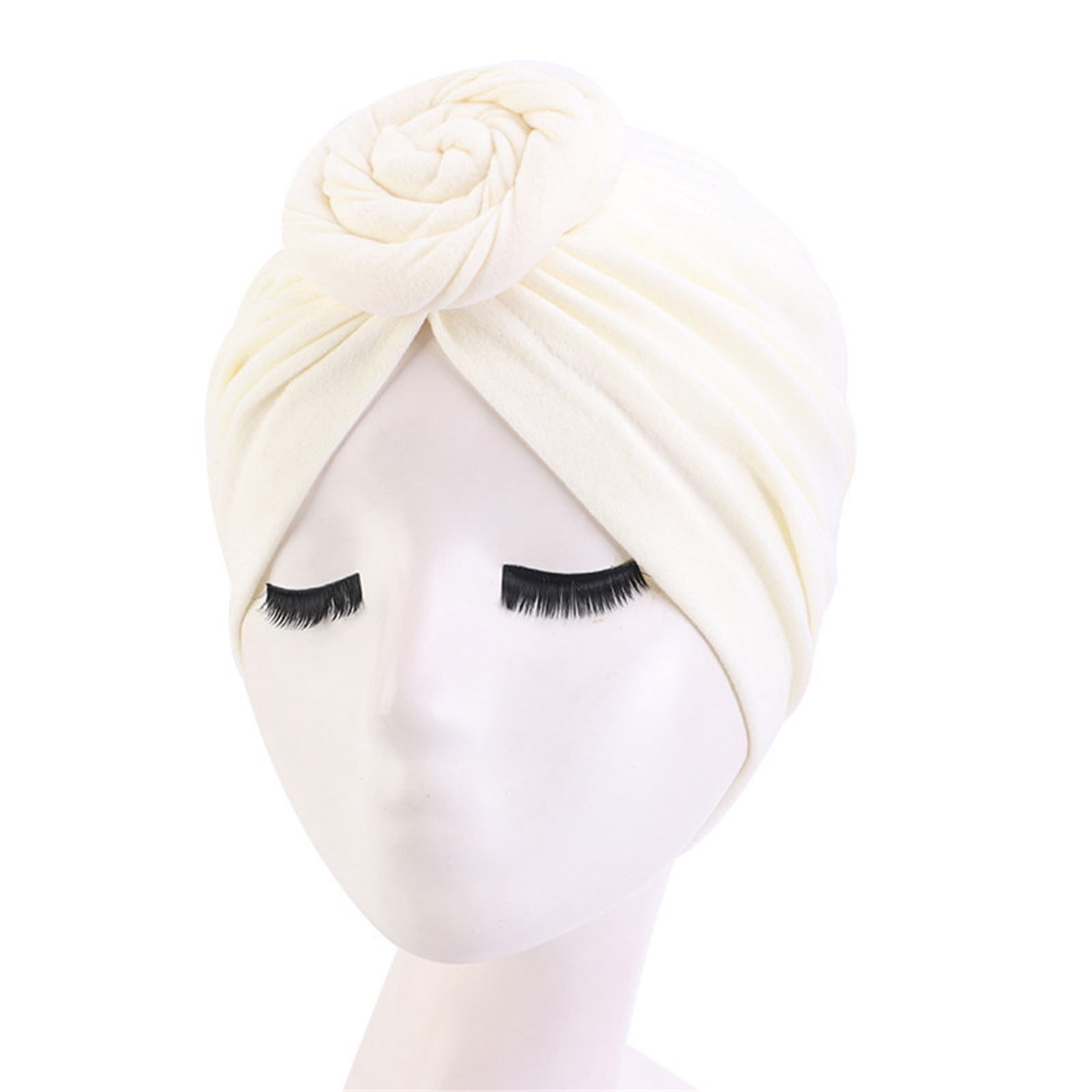 Hgrintd 2024 Hat for Cotton Turban Headwrap Flower Knot Pre-Tied Bonnet ...