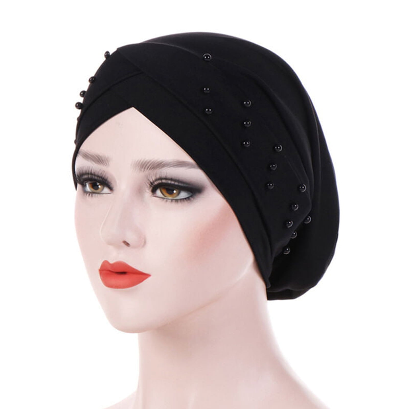 Hgrintd 2024 Hat for Women Indian Stretchable Beading Turban Hat Head ...