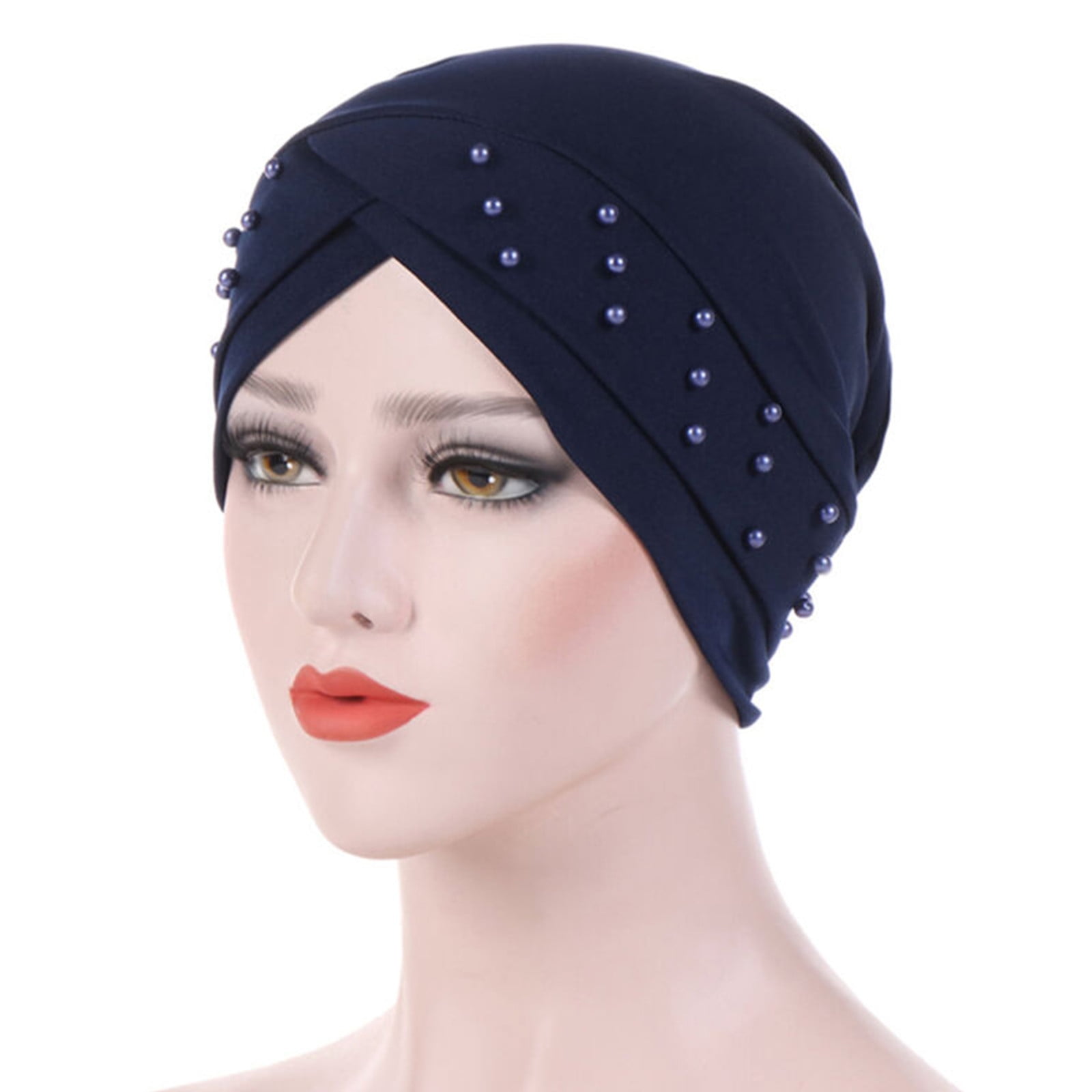 Hgrintd 2024 Hat for Women Indian Stretchable Beading Turban Hat Head ...