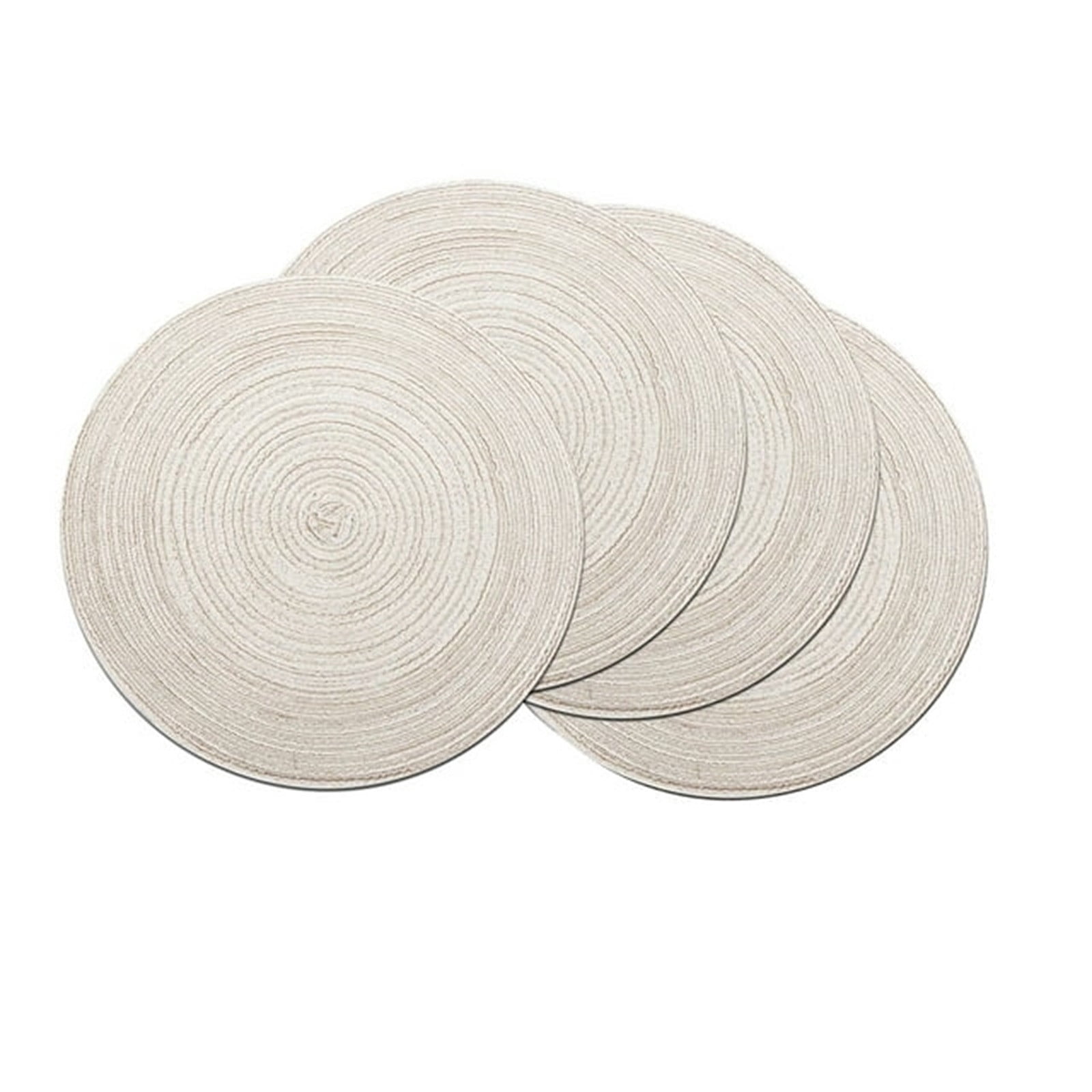 Hgrintd 4pc Set Meal Mat Woven Round Mat Beige Tableware Cup Pad，as ...