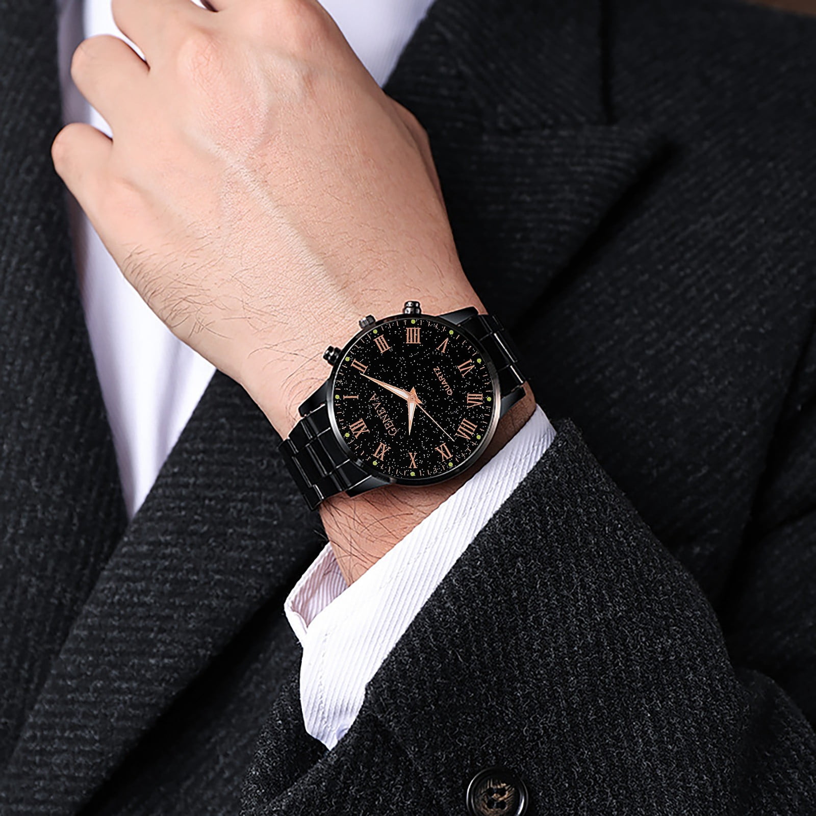 Hgrintd Men's Watch Men Fashion Watch Clock Stainless Steel Casual ...