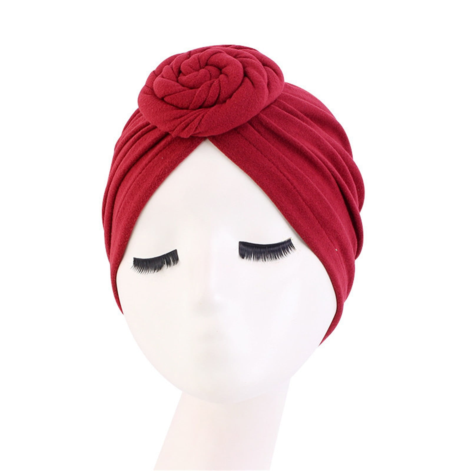 Hgrintd 2024 Hat for Cotton Turban Headwrap Flower Knot Pre-Tied Bonnet ...