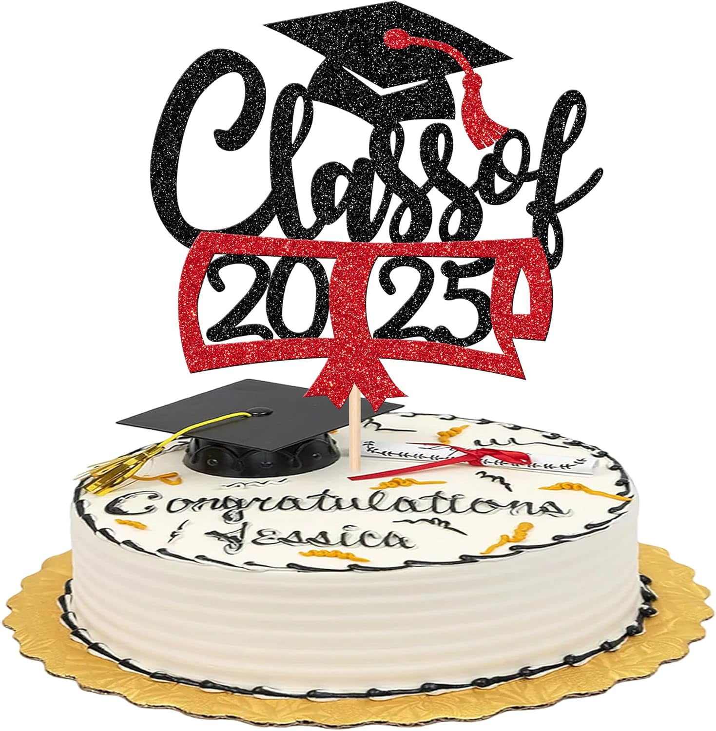 Hgudesign 1 PCS Class of 2025 Cake Tor Glitter Congrats Crad 2025 ...