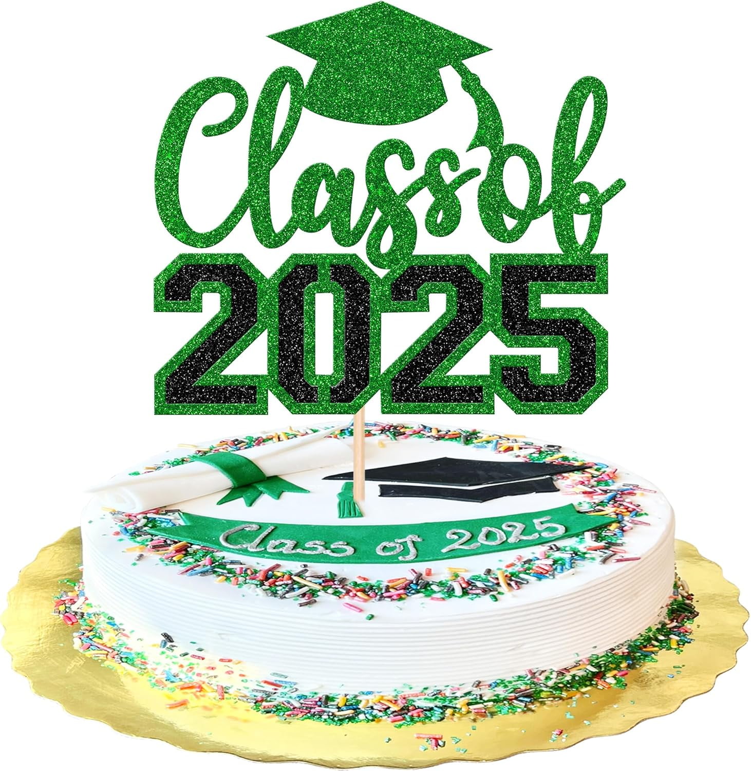 Hgudesign 1 PCS Class of 2025 Cake Tor Glitter Diploma Congrats Grad ...