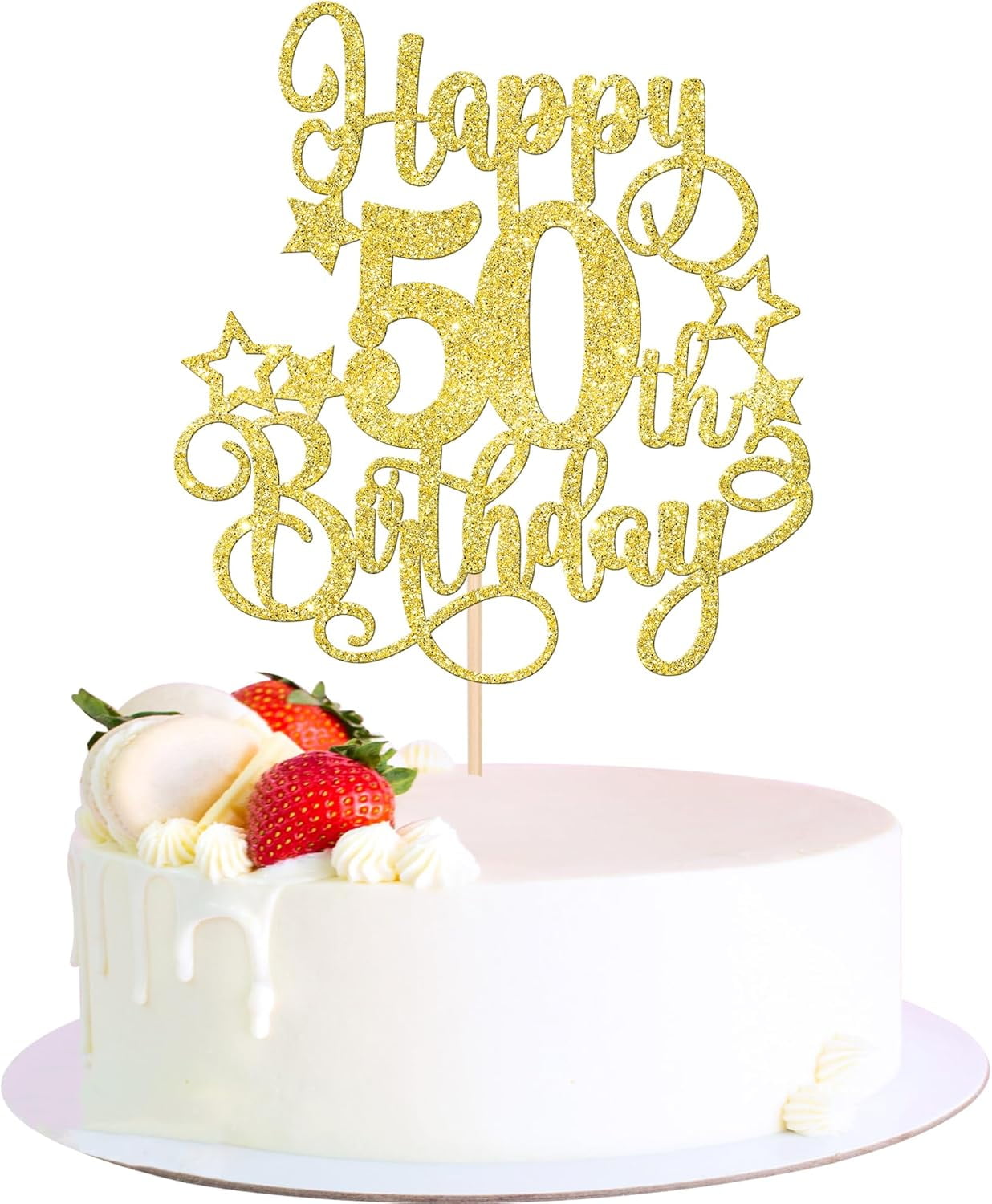 Hgudesign 1 PCS Happy 50th Birthday Cake Tor Glitter Cheers to 50 Years ...