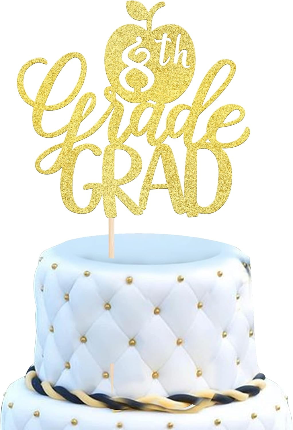 Hgudesign 1 Pack 8th Graduation Cake Tor with Glitter 8th Grade Grad ...