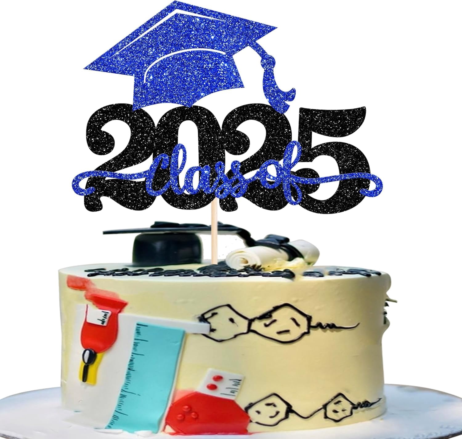 Hgudesign 1 Pack Class of 2025 Cake Tor Glitter Congrats Grad Cap 2025 ...