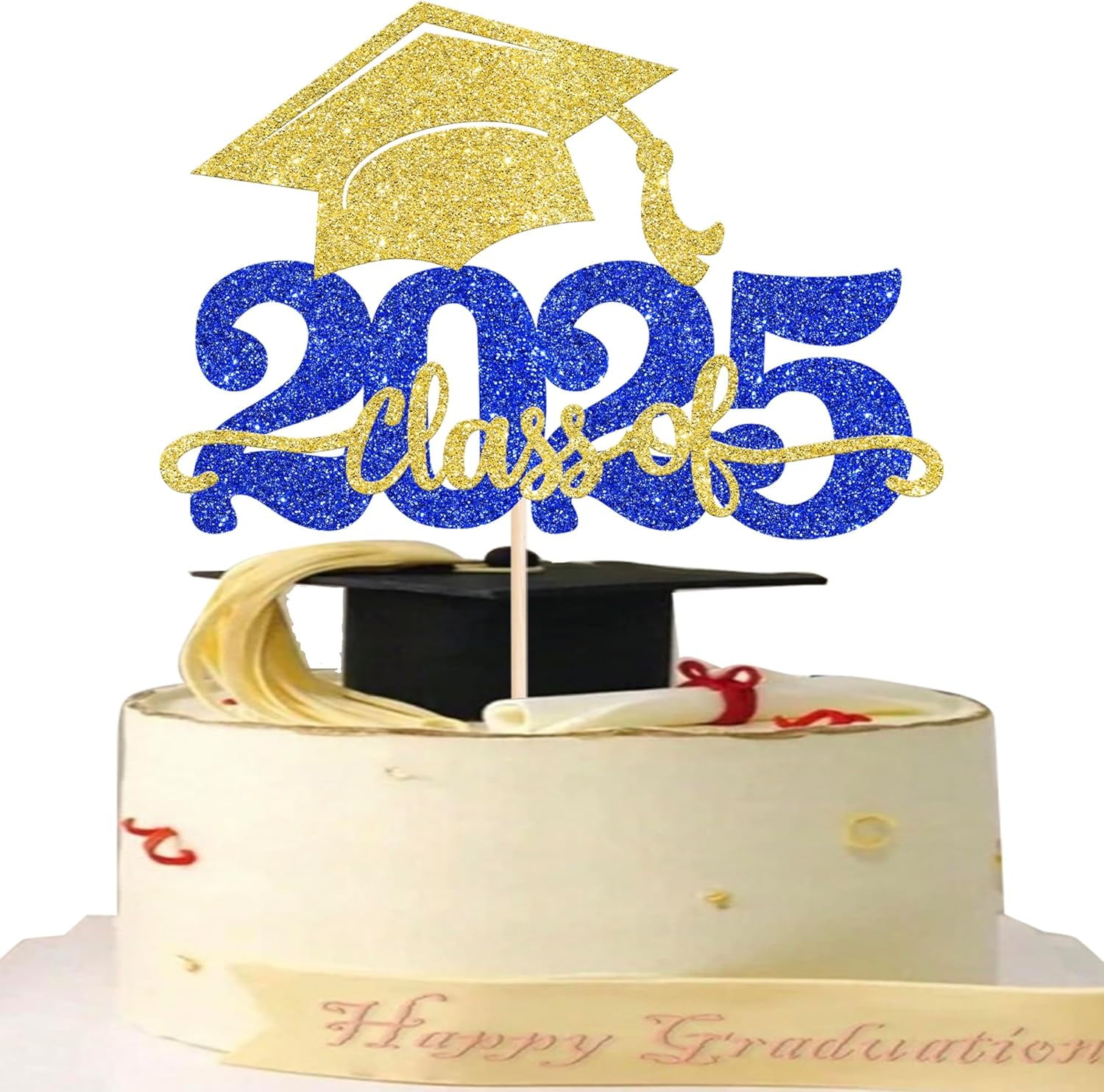 Hgudesign 1 Pack Class of 2025 Cake Tor Glitter Congrats Grad Cap 2025 ...