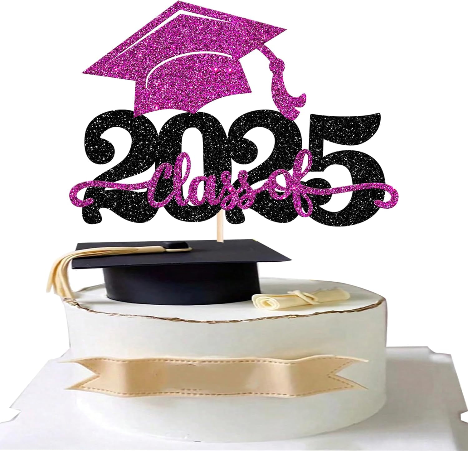 Hgudesign 1 Pack Class of 2025 Cake Tor Glitter Congrats Grad Cap 2025 ...