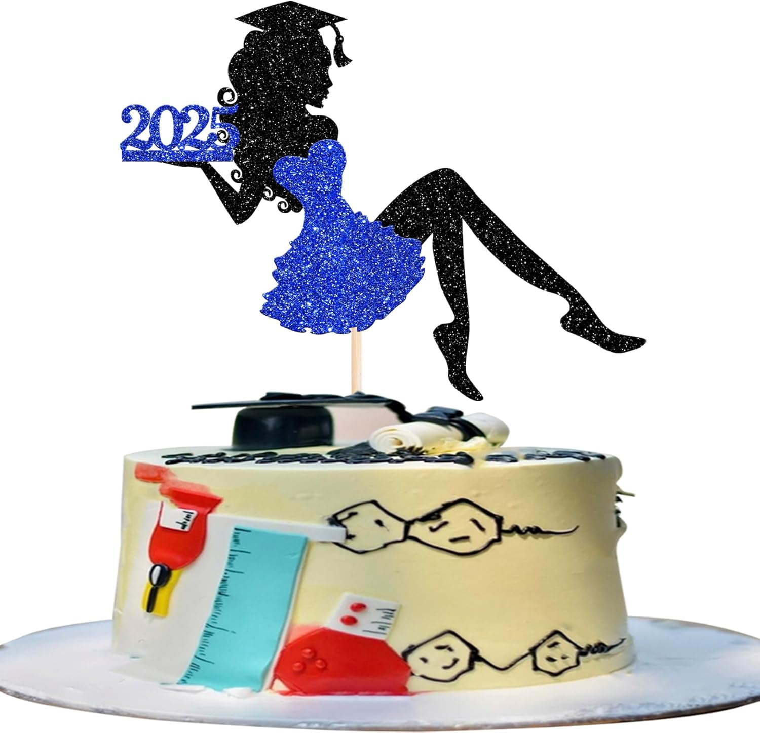 Hgudesign 1 Pack Girl Graduation Cake Tor Glitter Grad Cap Diploma Cake ...