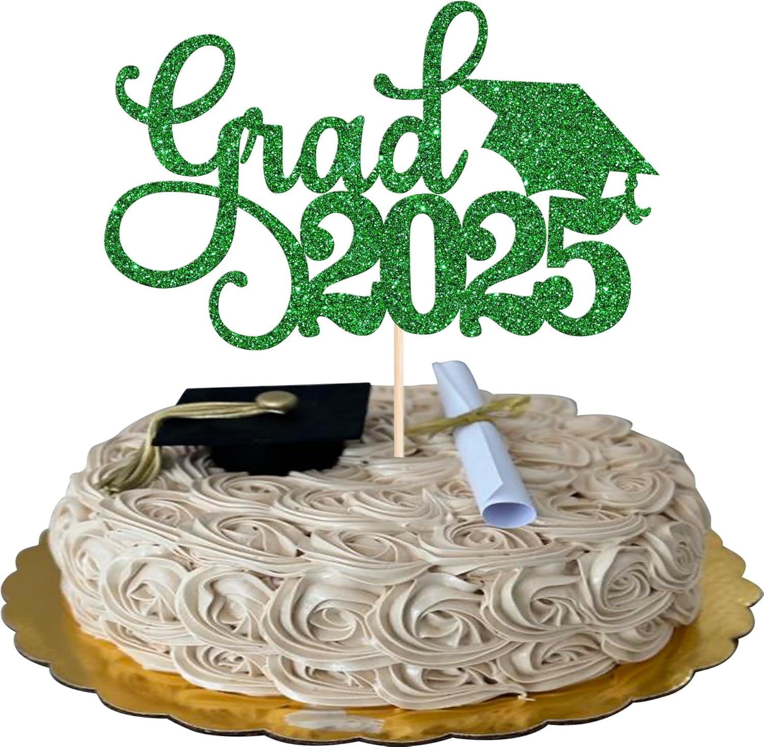 Hgudesign 1 Pack Grad 2025 Cake Tor with Glitter Congrats Grad Cap ...