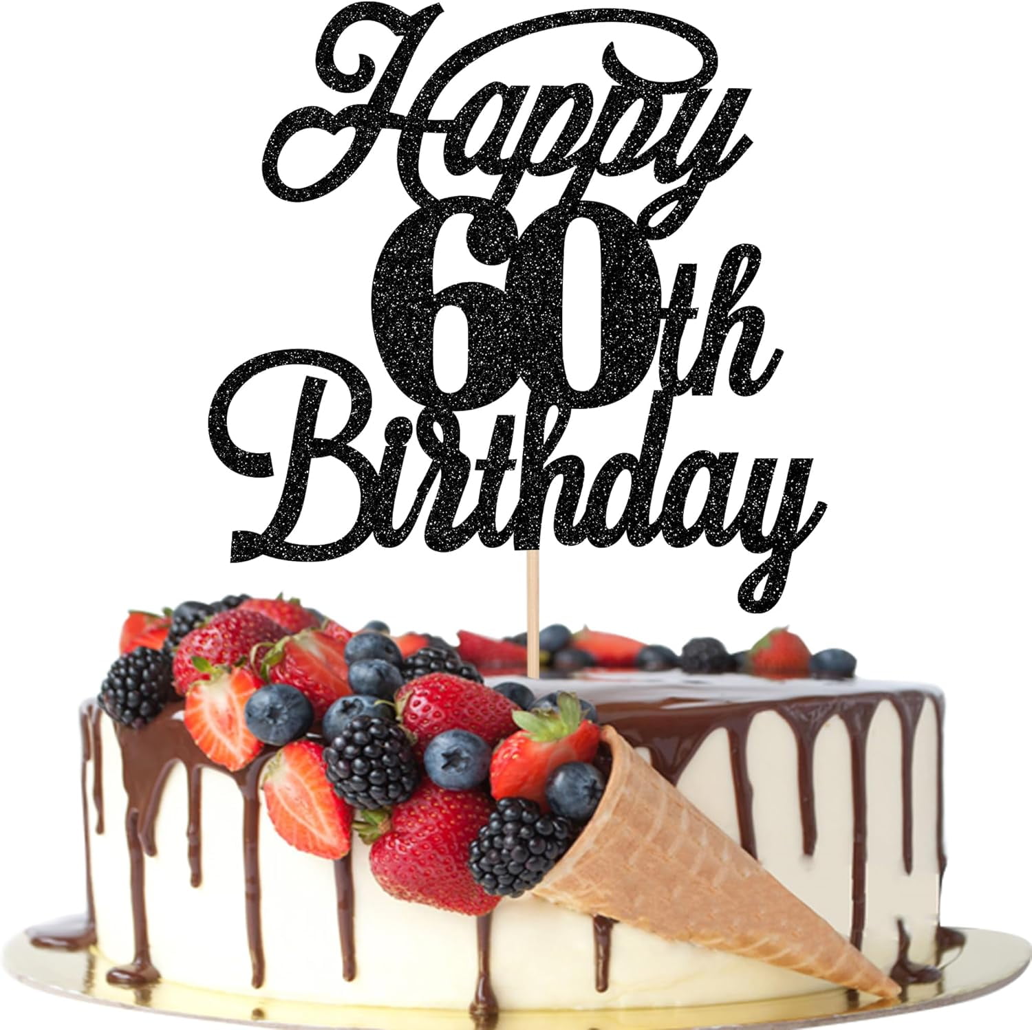 Hgudesign 1 Pack Happy 60th Birthday Cake Tor Black Glitter 60 ...
