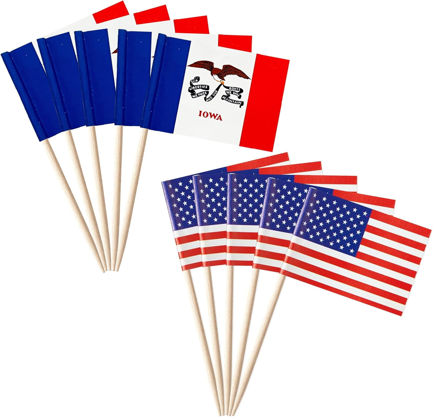 Hgudesign 100 Pcs American USA Iowa IA Flag US Iowa State Toothpick ...
