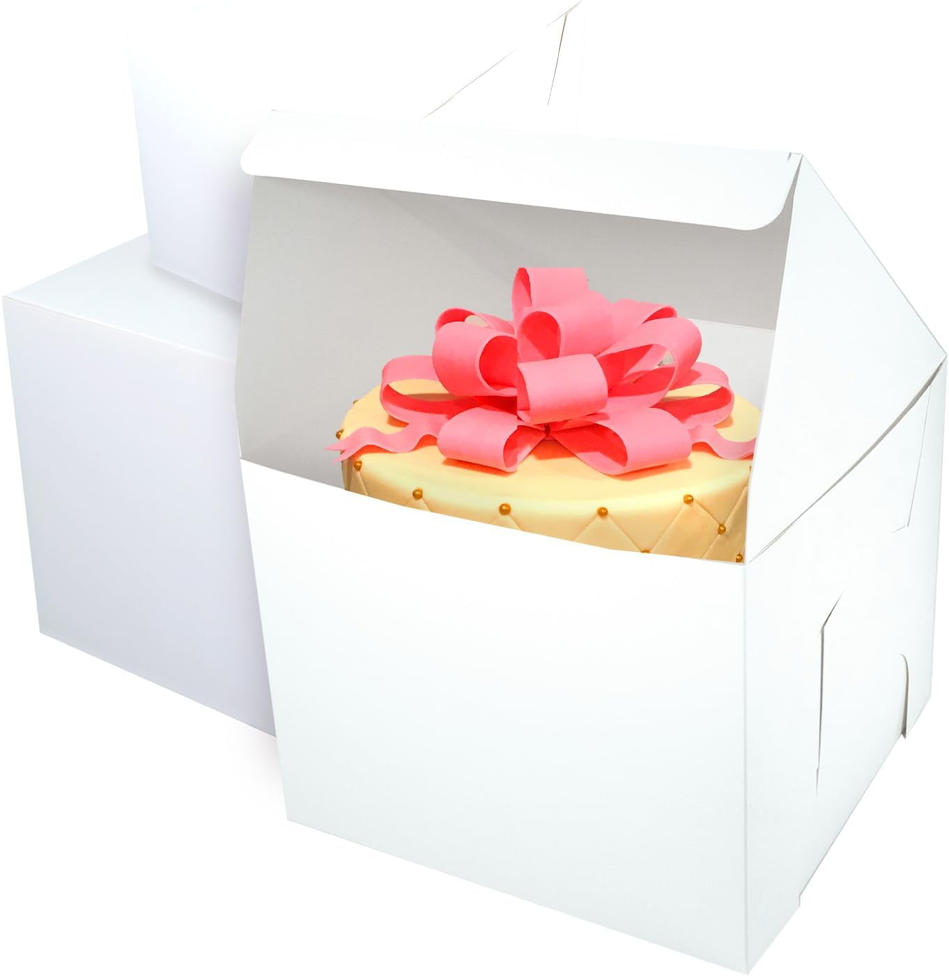 Hgudesign 10x10x8 inches White Tall Cake box, Premium Bakery Boxes, One ...