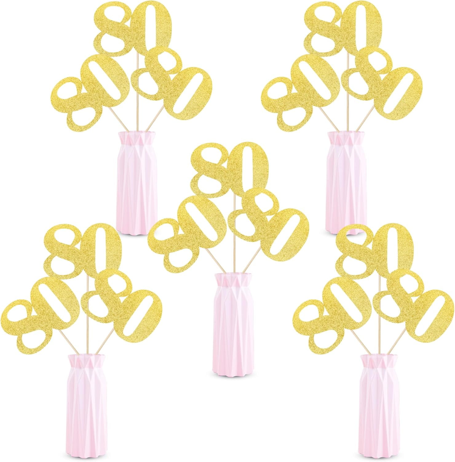 Hgudesign 12 PCS Glitter 80th Birthday Centerpiece Sticks Number 80 ...