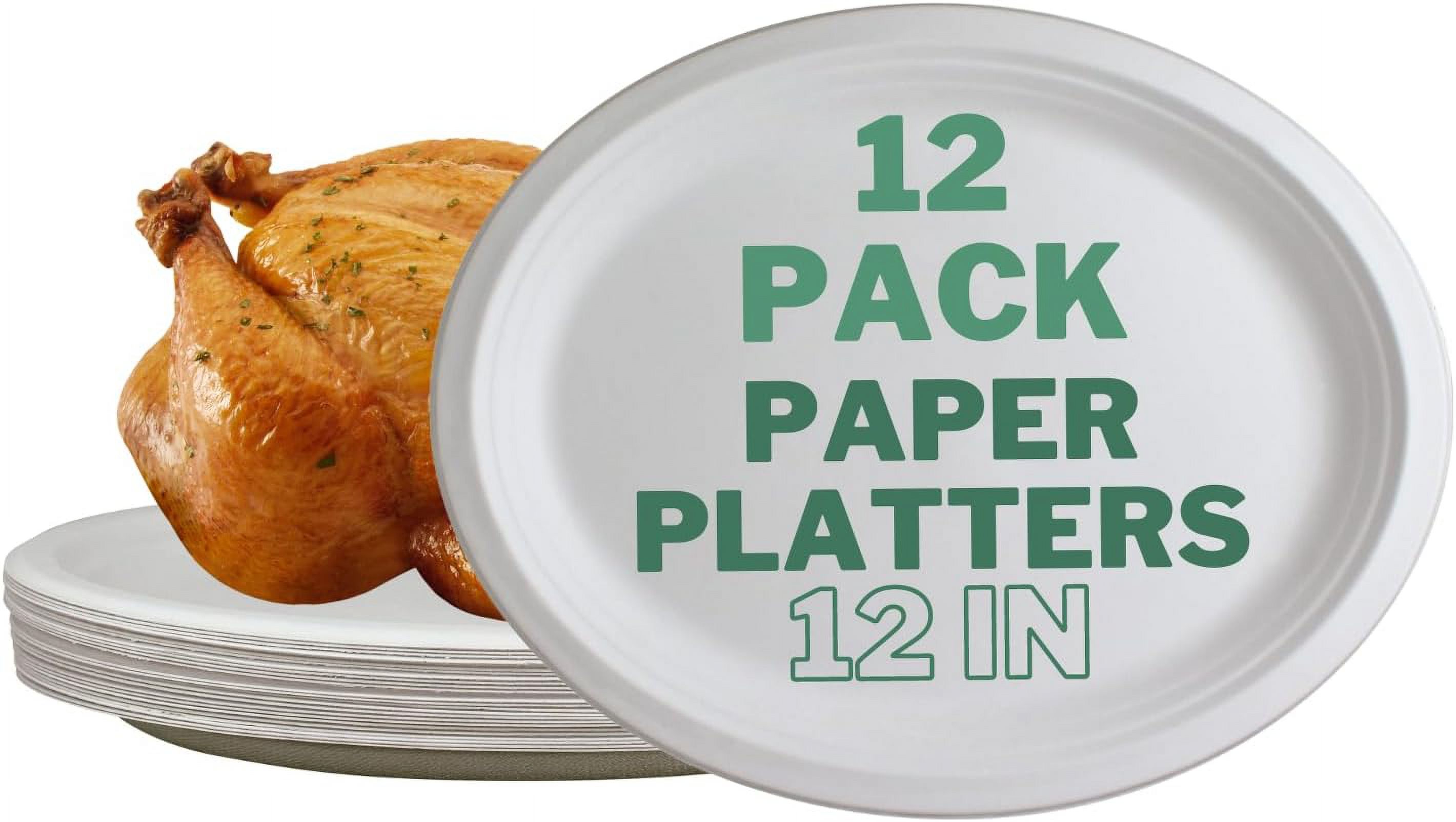 Hgudesign 12 pack Oval Paper Plates 12 inch 100% Comble Heavy-Duty ...