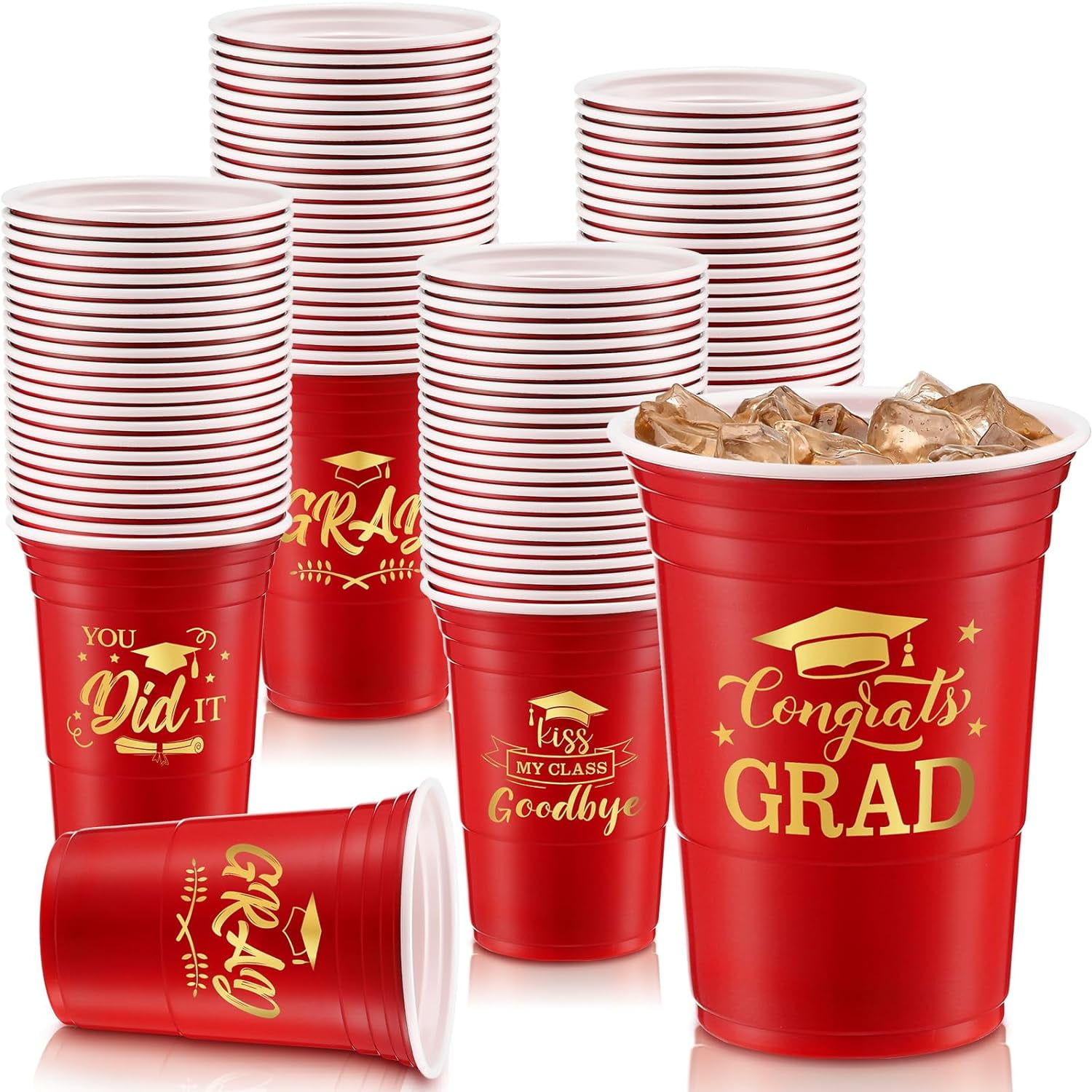 Hgudesign 120 Pcs Disposable Graduation Party Plastic Cups, 16 oz ...