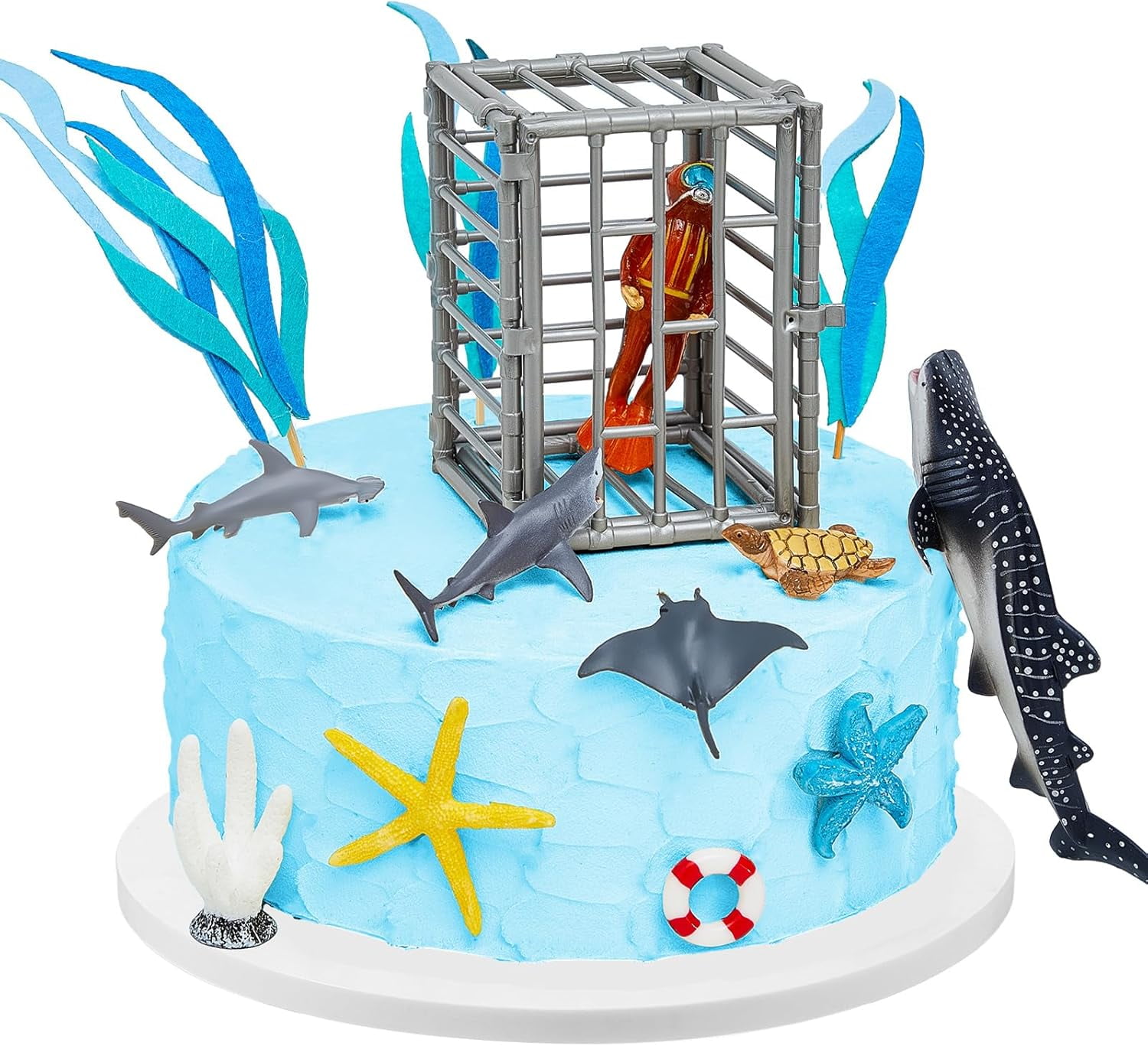 Hgudesign 19 Pcs Cake Tor Cupcake Tor Birthday Decorations gurines Sea Creatures Decor Ocean ...