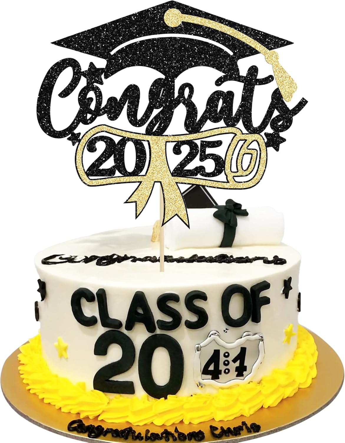 Hgudesign 1Pc Gold Glitter Congrats 2025 Cake Tor 2025 Graduation Cake ...