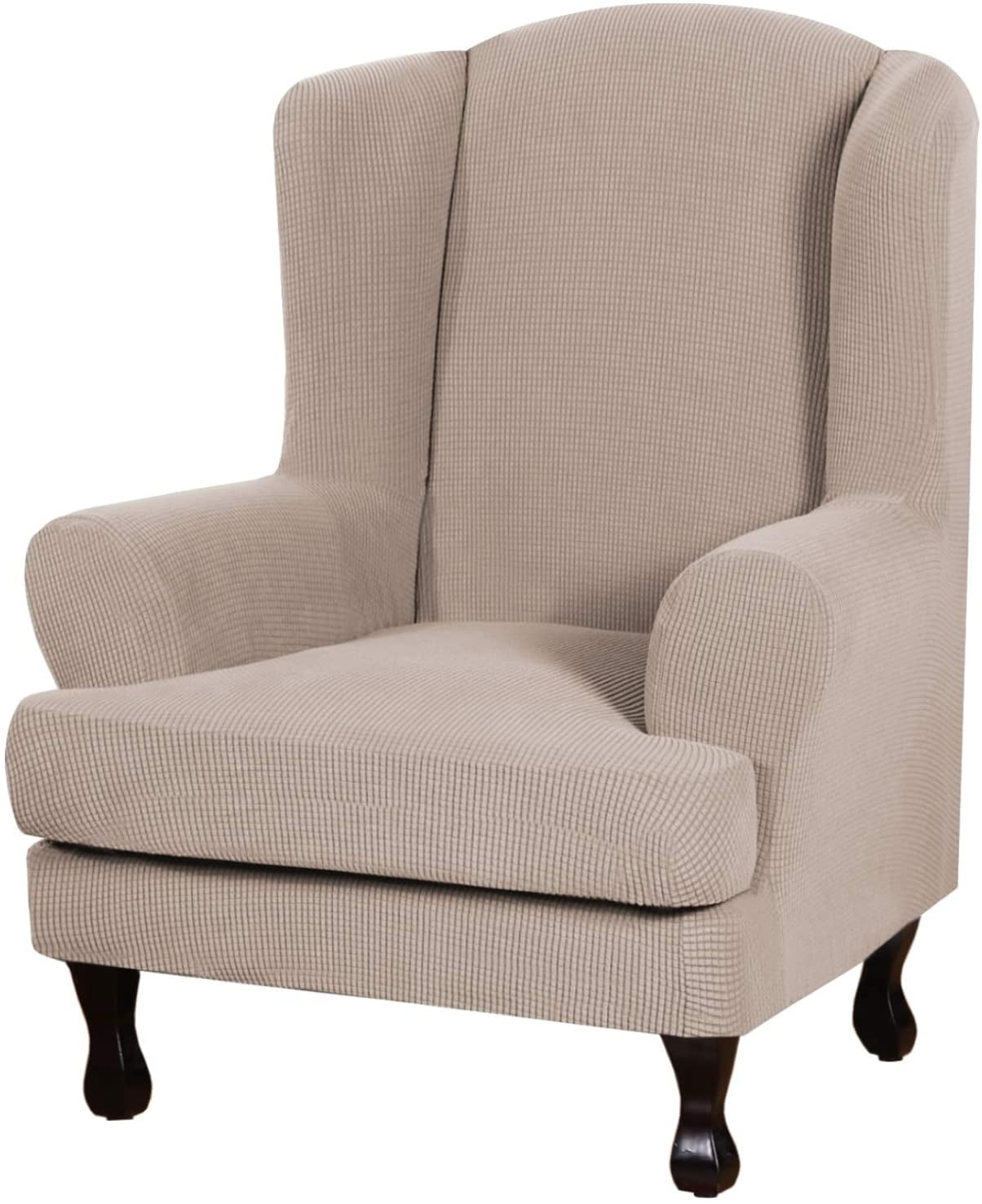 Hgudesign 2 Piece Stretch Wingback Chair Covers Slipcovers Wing Chair ...