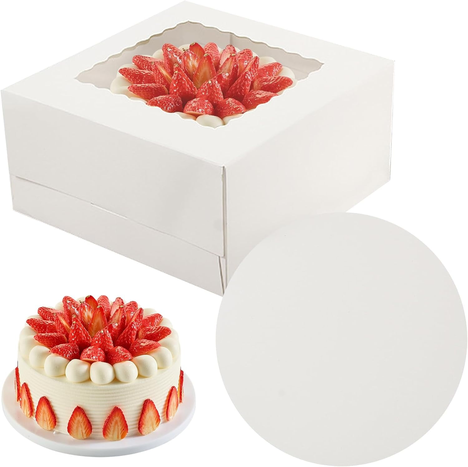 Hgudesign 2 sets Cake Boxes 10x10x5in with Cake Boards Bakery Boxes for ...
