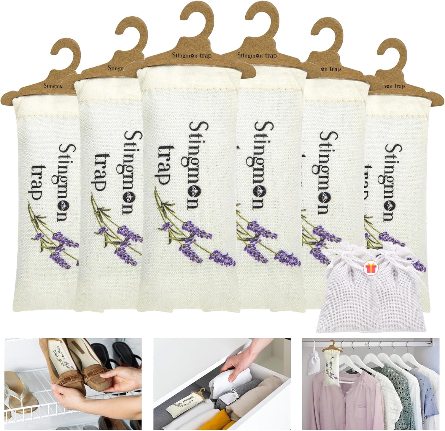 Hgudesign 24 Pack Moth Repellent for Closet Lavender Sachet Bags, Cedar ...