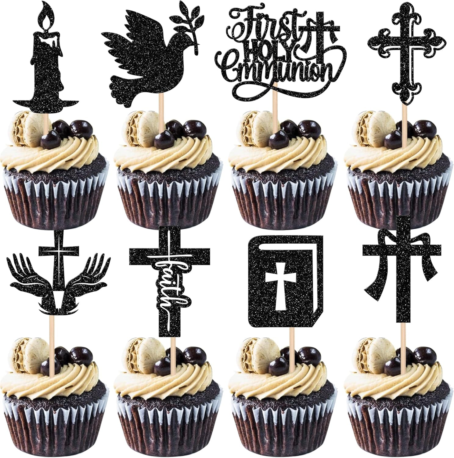 Hgudesign 24 Pack rst Holy Common Cupcake Tors Dove God Bless Cross ...